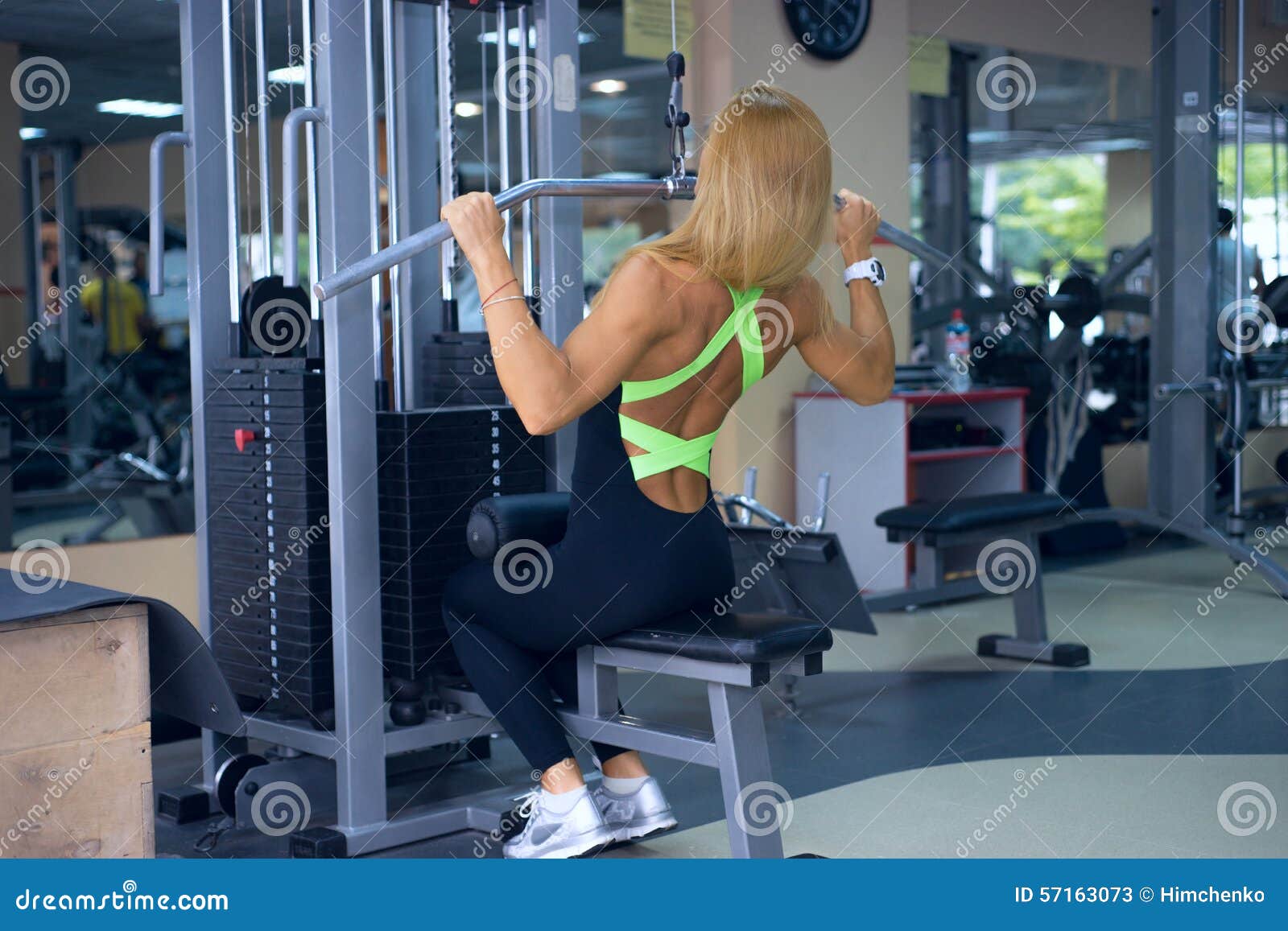 Beautiful Woman Trains Back in Gym Stock Image - Image of girl ...