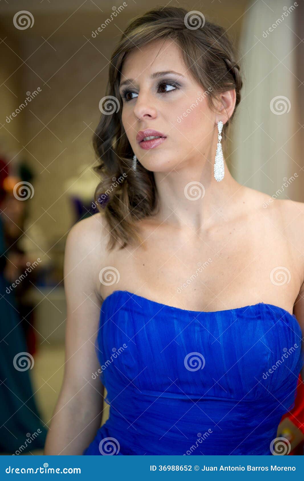 Beautiful Woman Try on a Dress Stock Photo - Image of clothes, body ...