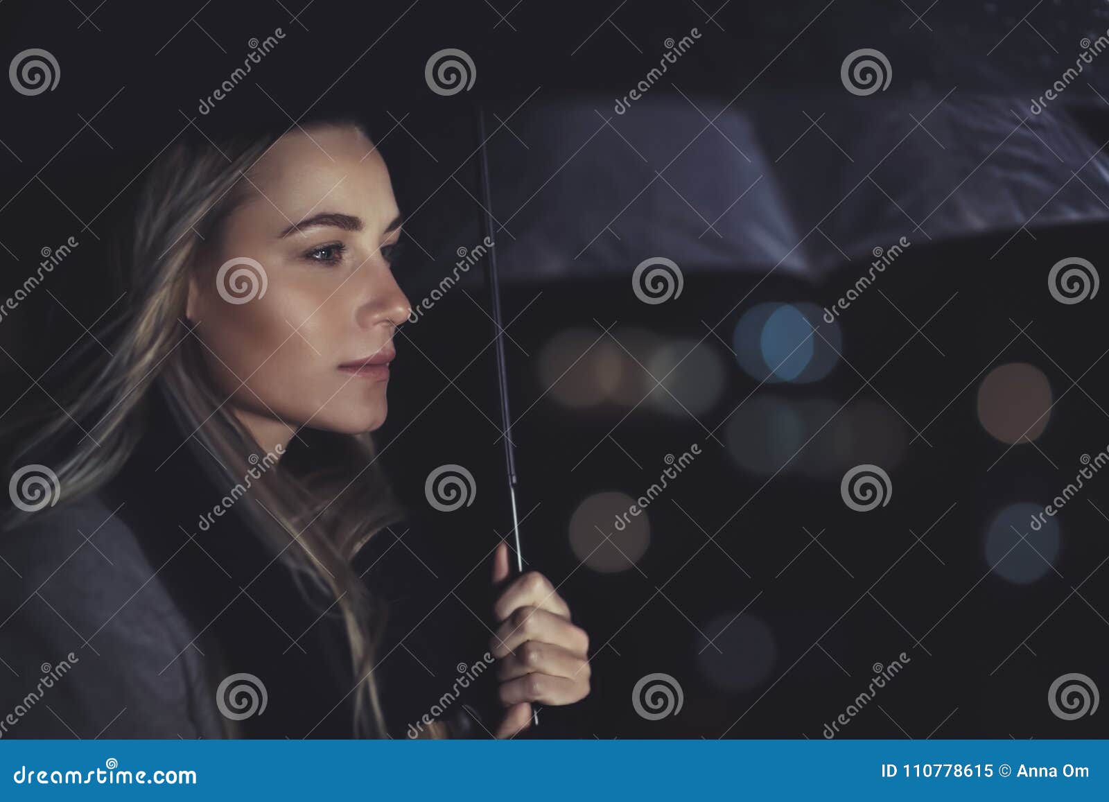 Beautiful Woman Under The Rain Stock Image Image Of Blurred Evening