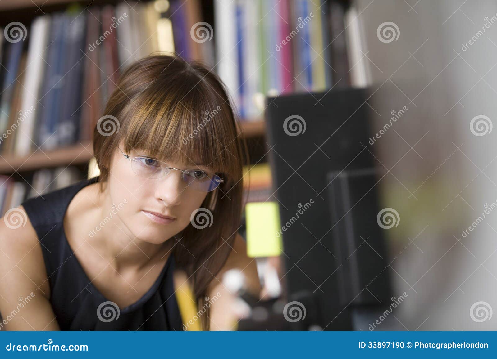 Beautiful Woman Using Computer in Design Studio Stock Photo - Image of ...