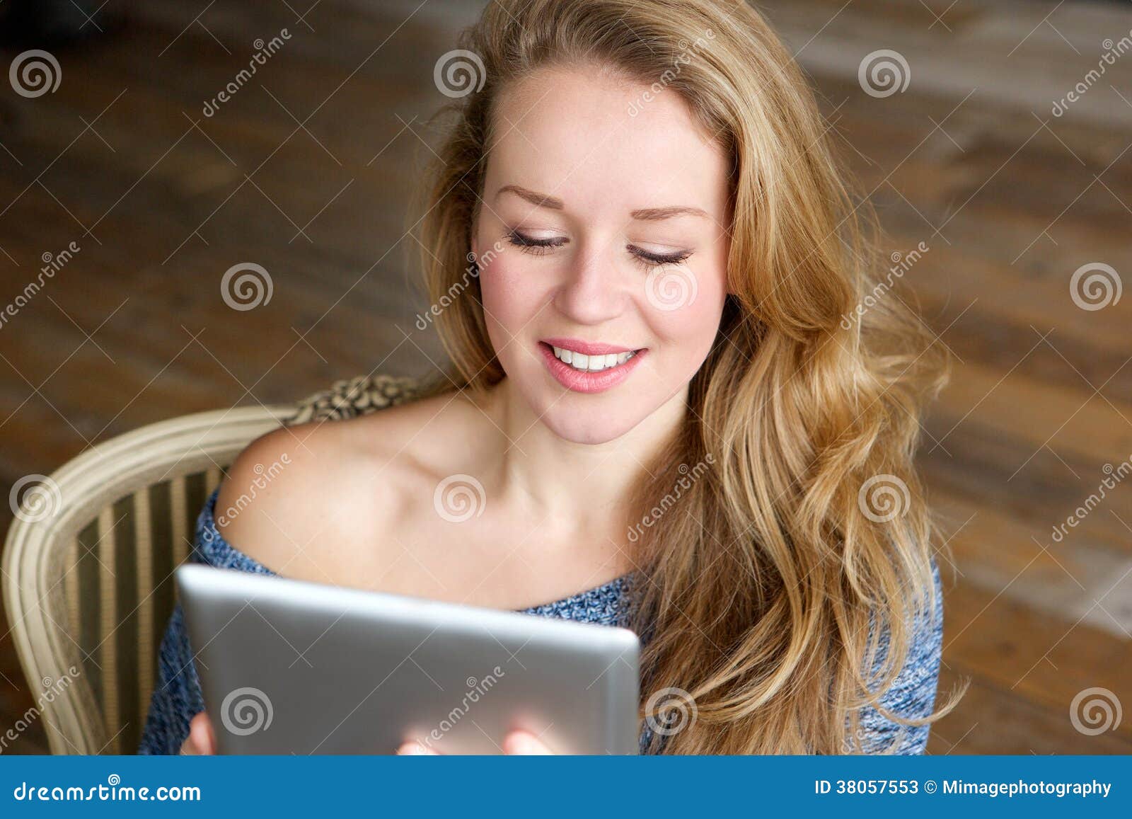 Beautiful Woman Using Computer Tablet Stock Image - Image of closeup ...