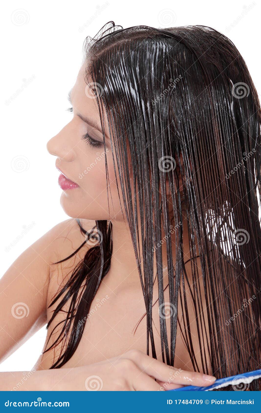 Beautiful Woman Using Conditioner Stock Image - Image of beauty, clean ...