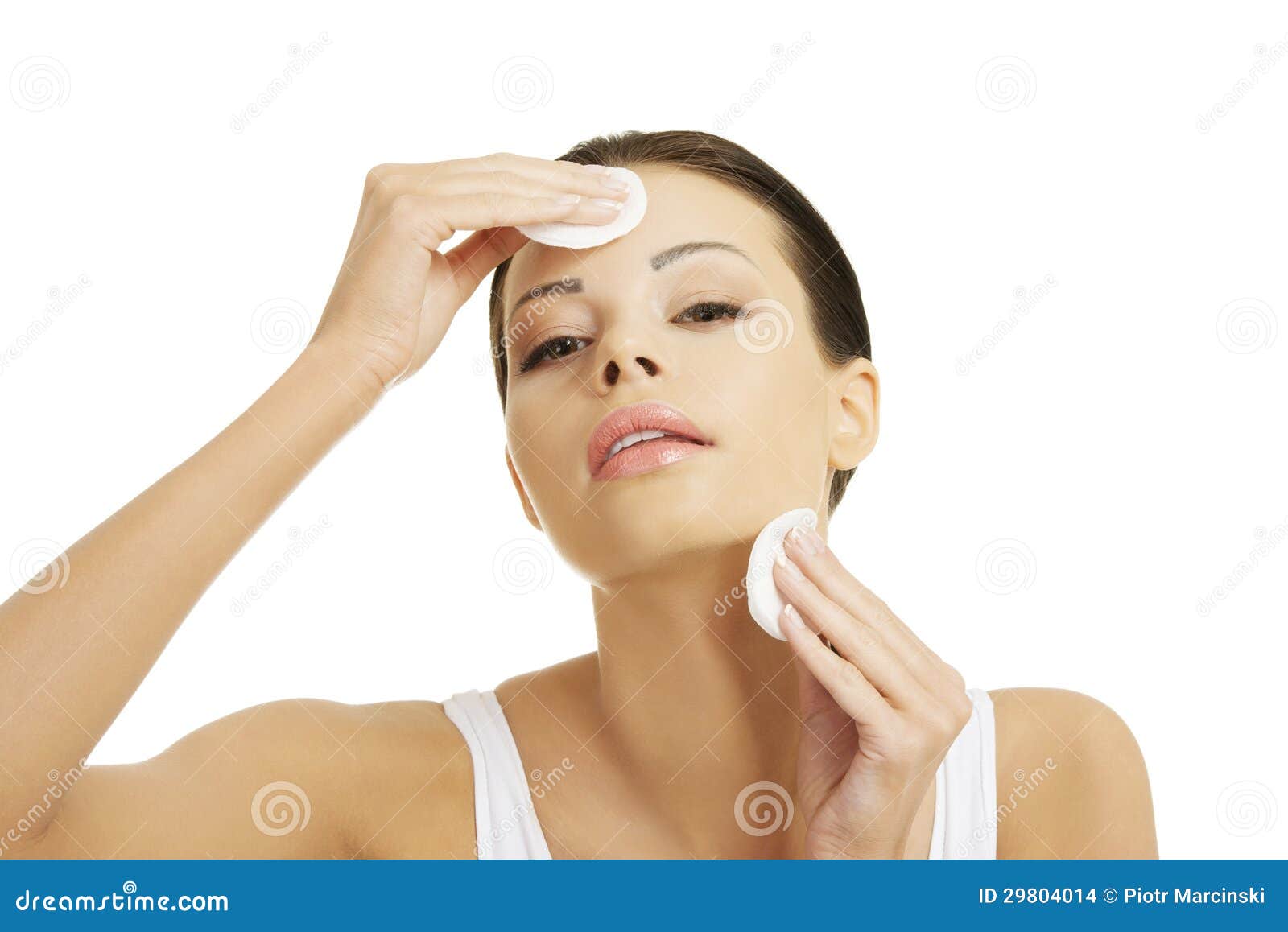 Beautiful Woman with Cotton Pad Stock Photo - Image of cotton, gentle ...