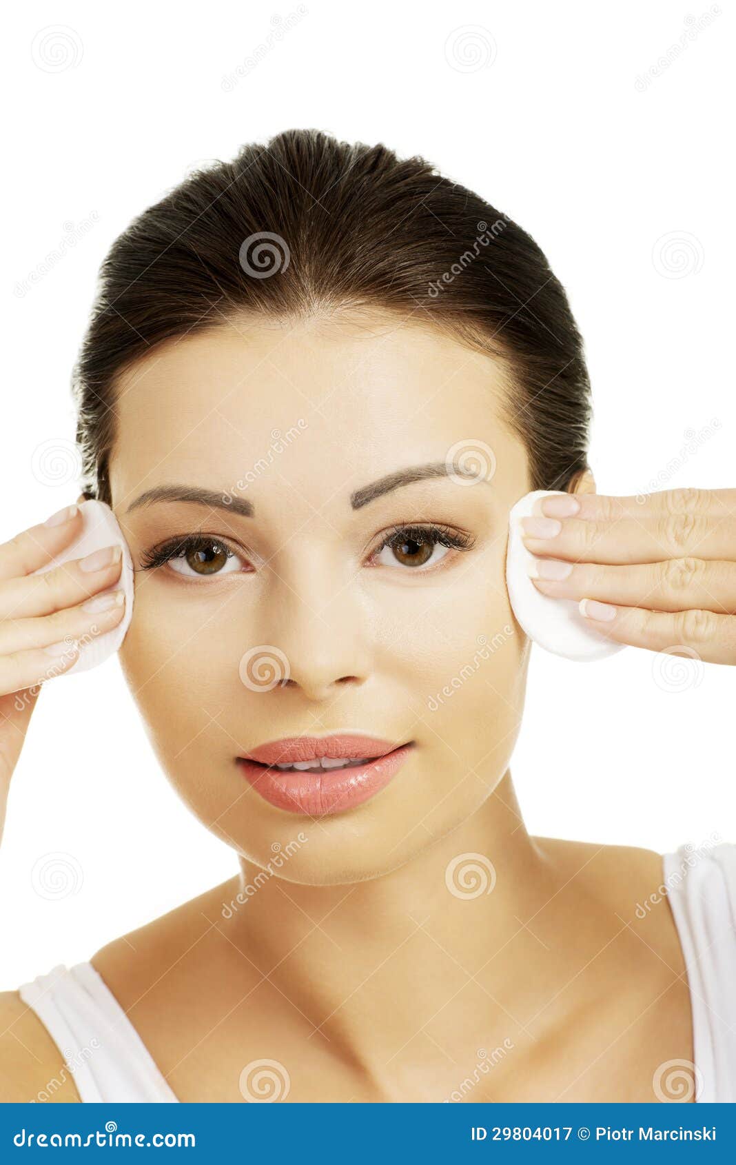 Beautiful Woman with Cotton Pad Stock Image - Image of cotton, face ...