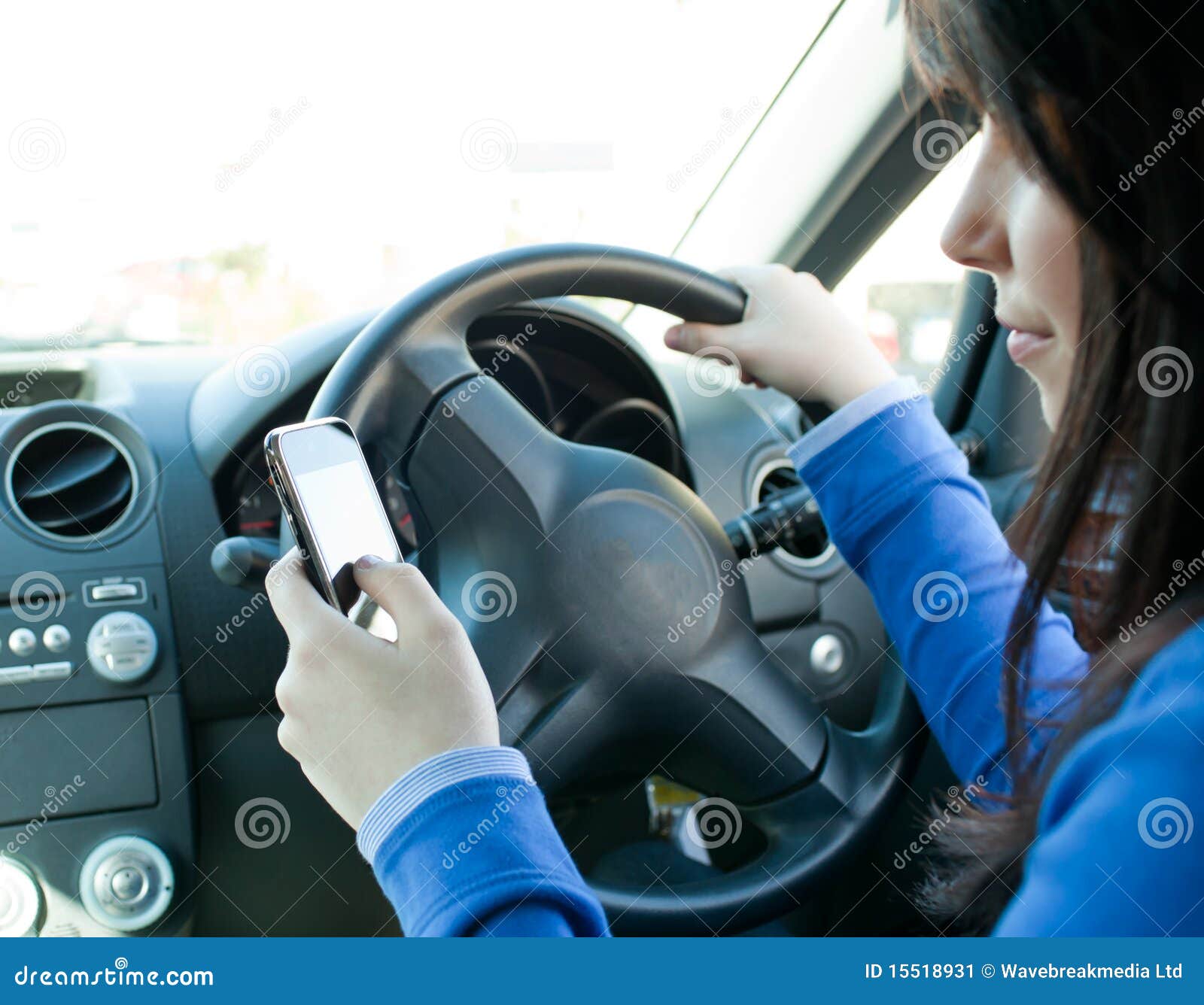 Beautiful Woman Using Her Cellphone while Driving Stock Image - Image ...