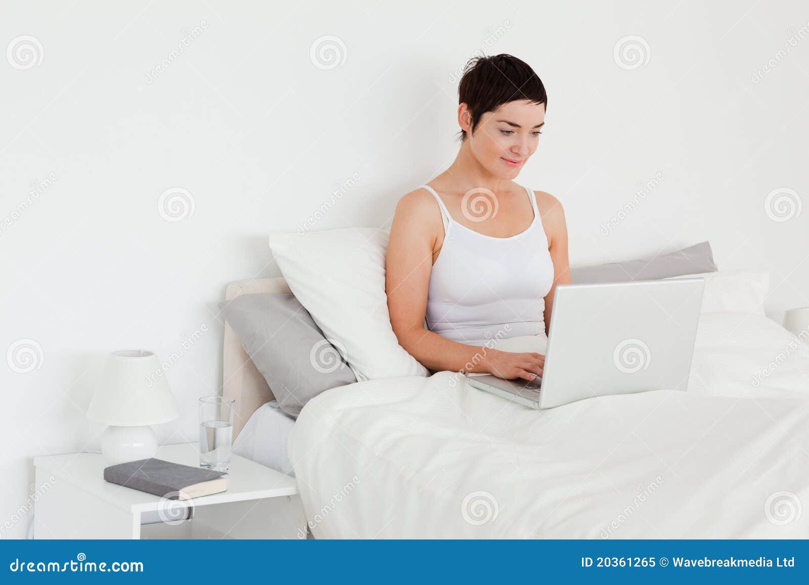 Beautiful Woman Using a Laptop Stock Image - Image of cheerful, beauty ...