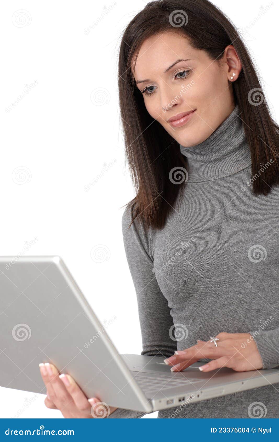 Beautiful Woman Using Laptop Computer Stock Photo - Image of mood ...