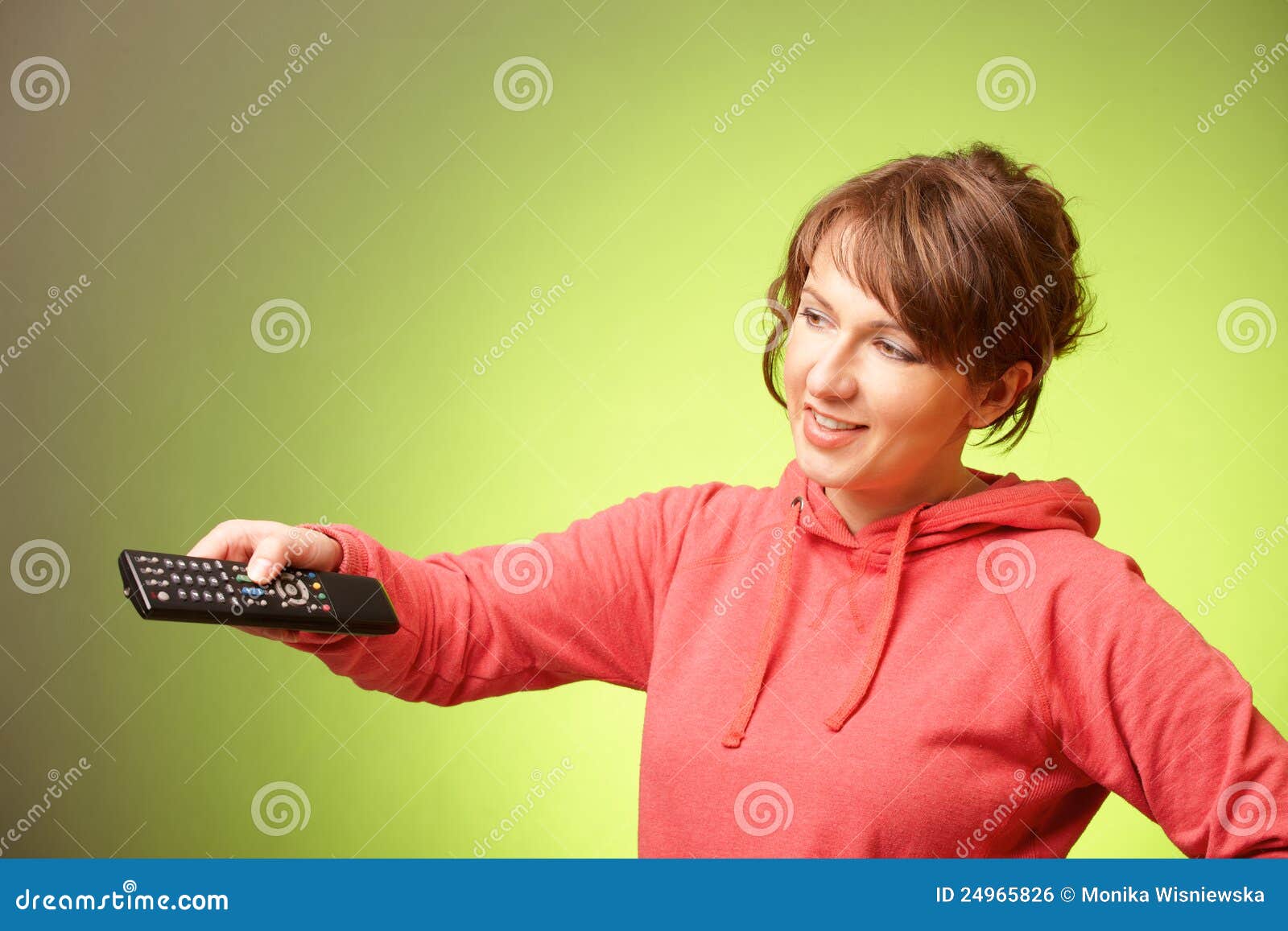Beautiful Woman Using a Remote Controller Stock Photo - Image of ...