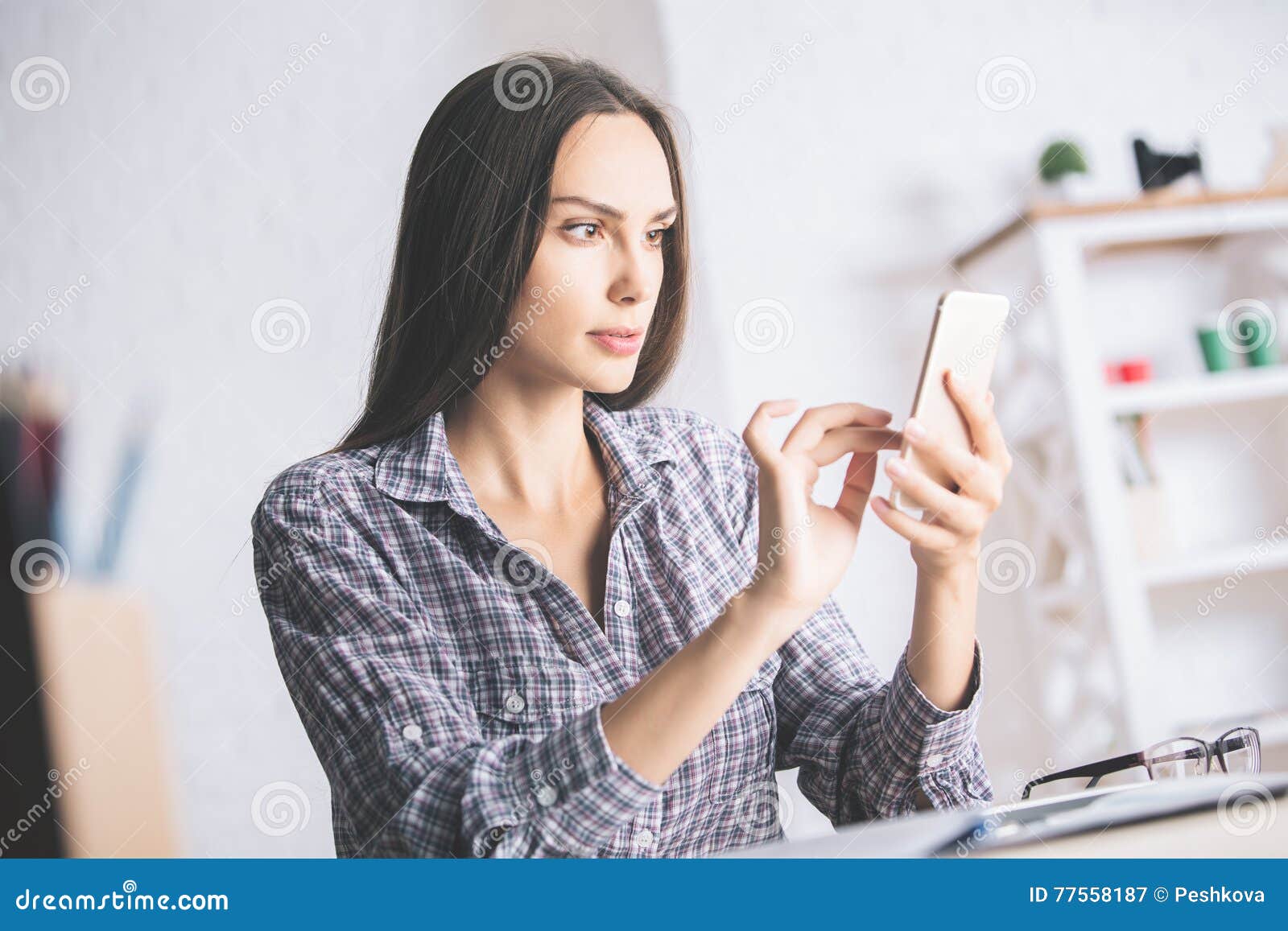 Beautiful Woman Using Smartphone Stock Image - Image of message ...