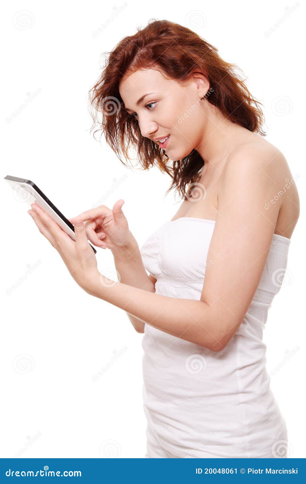 Beautiful Woman Using Tablet Computer Stock Image - Image of ...