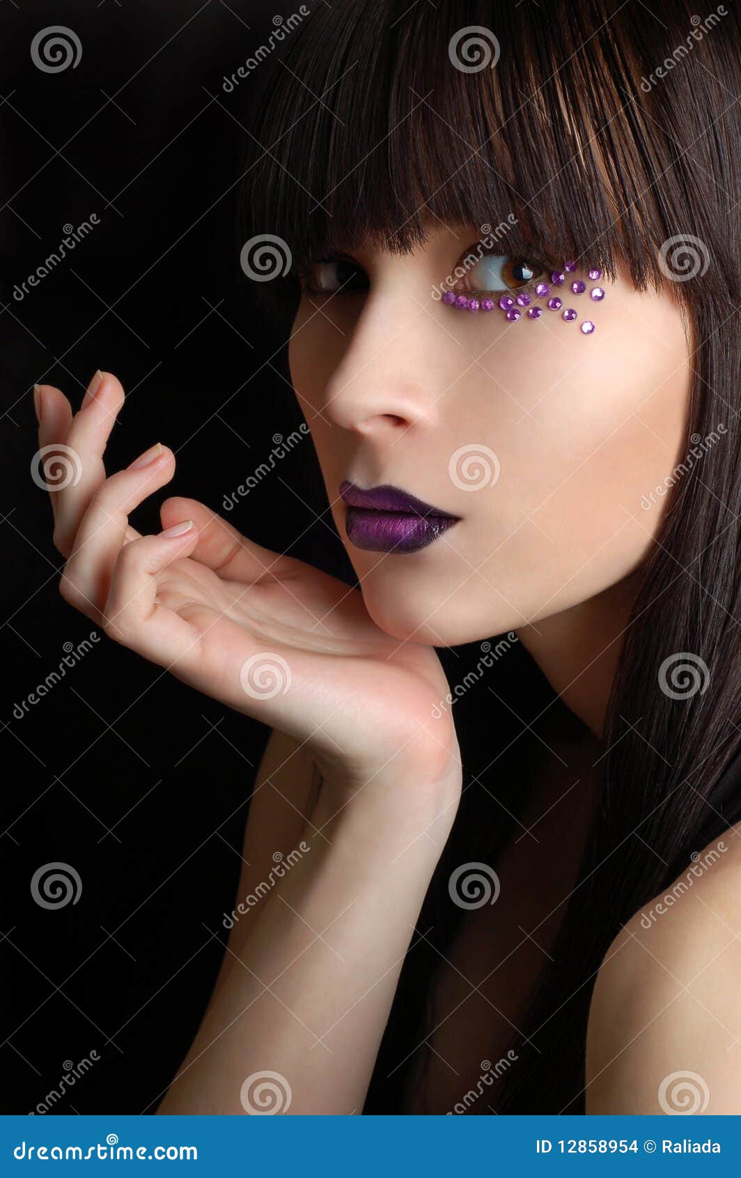 Beautiful Woman with Violet Make-up Stock Photo - Image of cosmetics ...