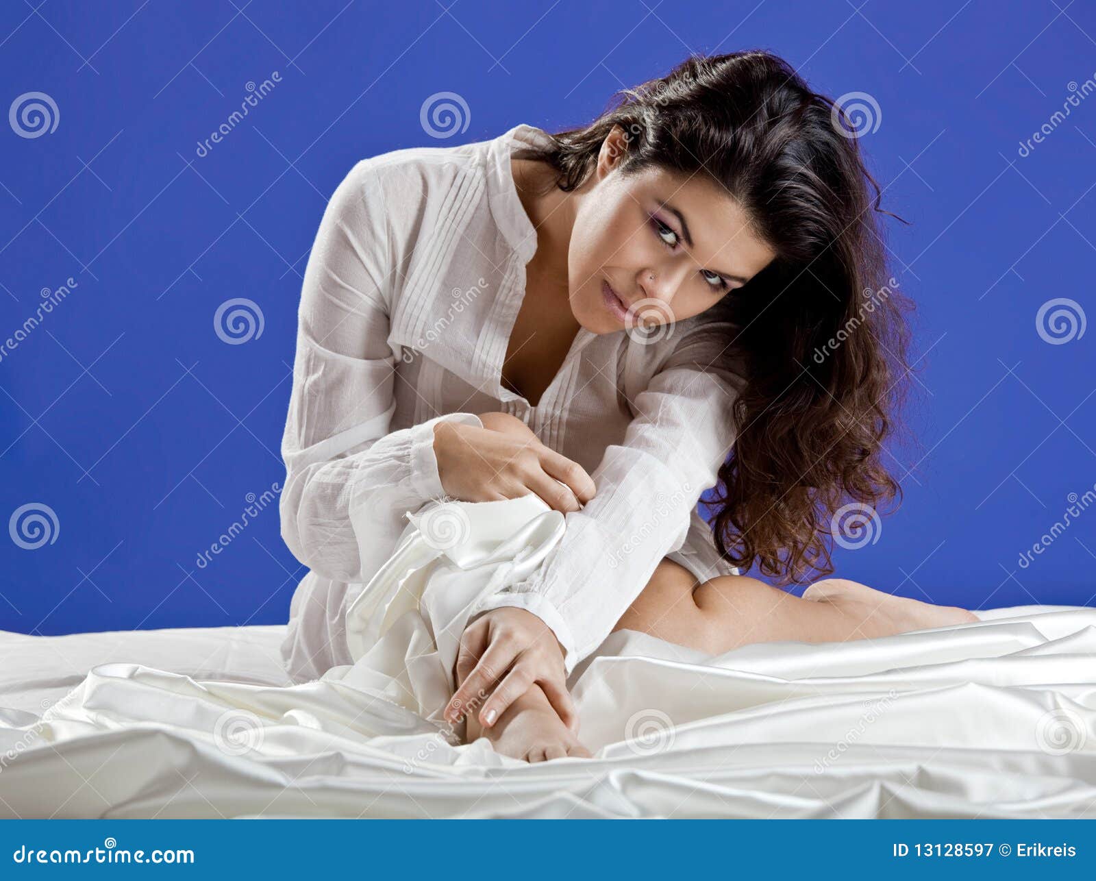 Beautiful woman waking up stock image. Image of female - 13128597