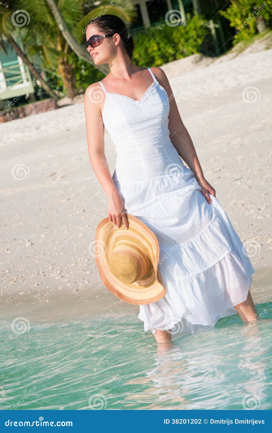 Beautiful Woman Walking Along Seaside Stock Photo - Image of coast ...
