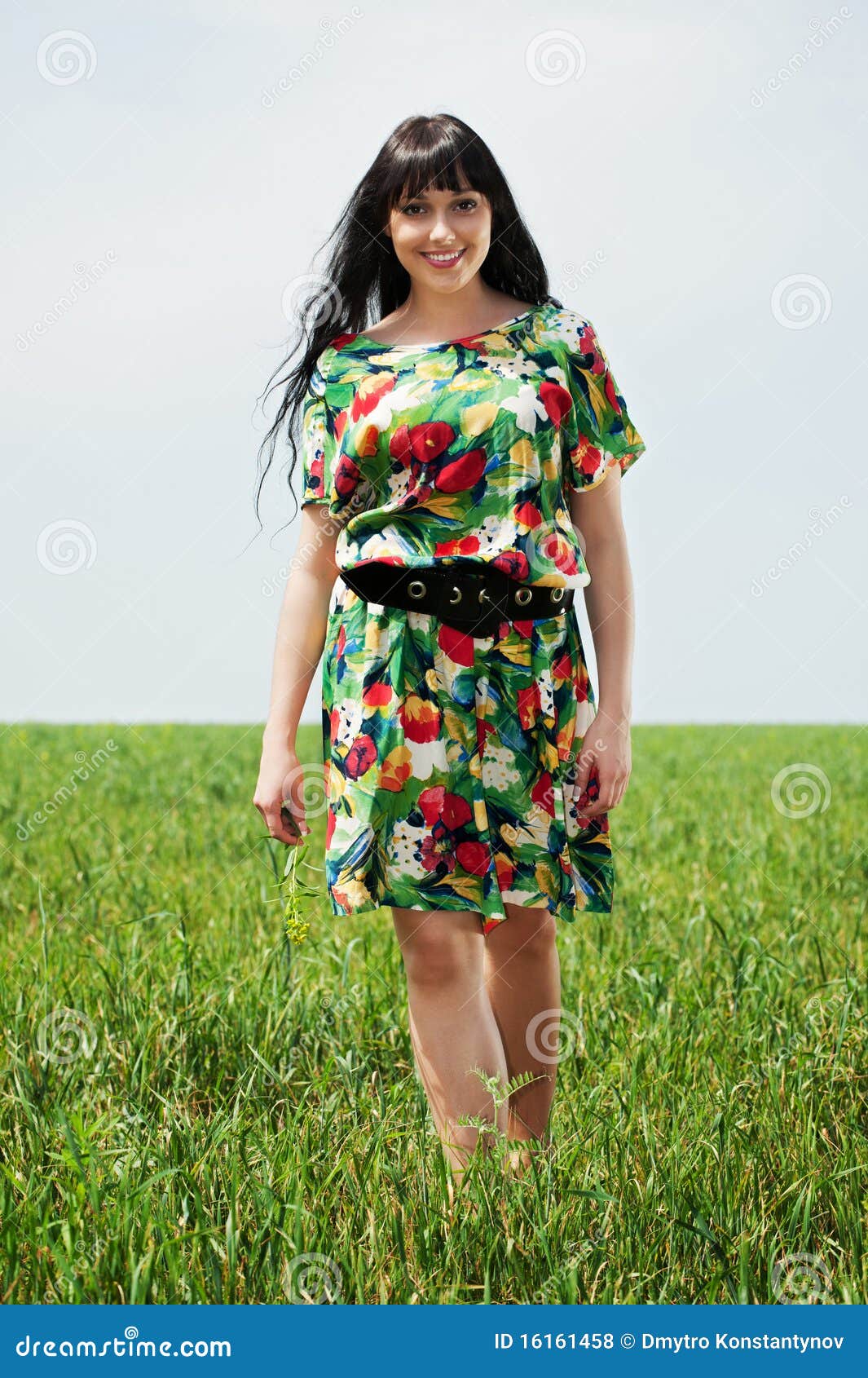 Beautiful Woman Walking on the Meadow Stock Photo - Image of spring ...