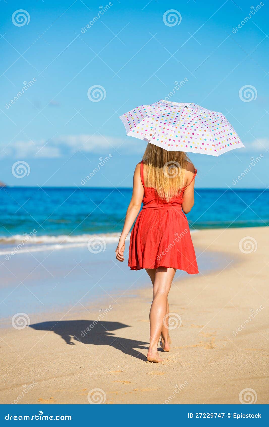 Beautiful Woman Walking on Tropical Beach Stock Image - Image of laugh ...