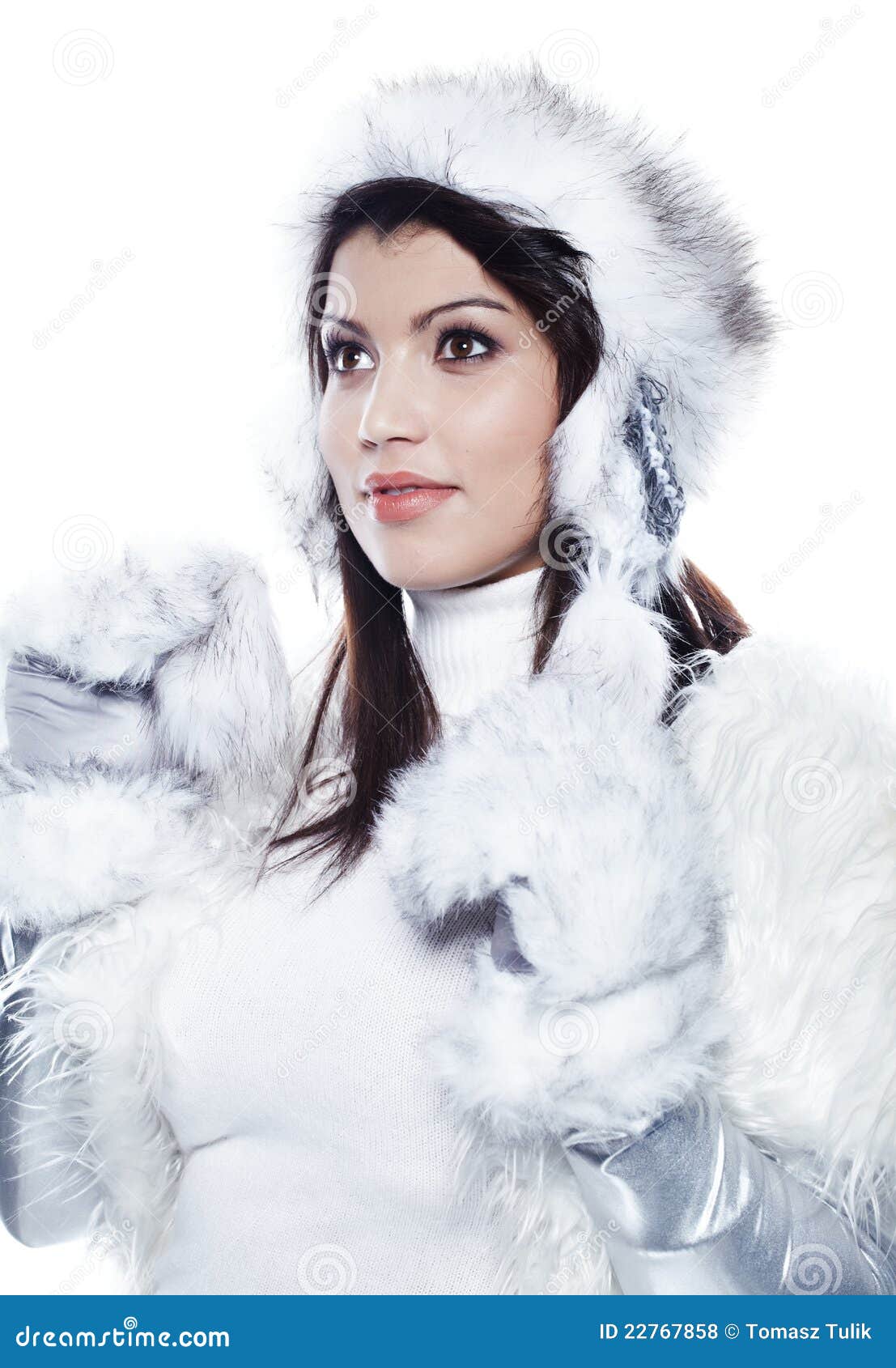 Beautiful Woman in Warm Clothing Stock Photo - Image of hands ...