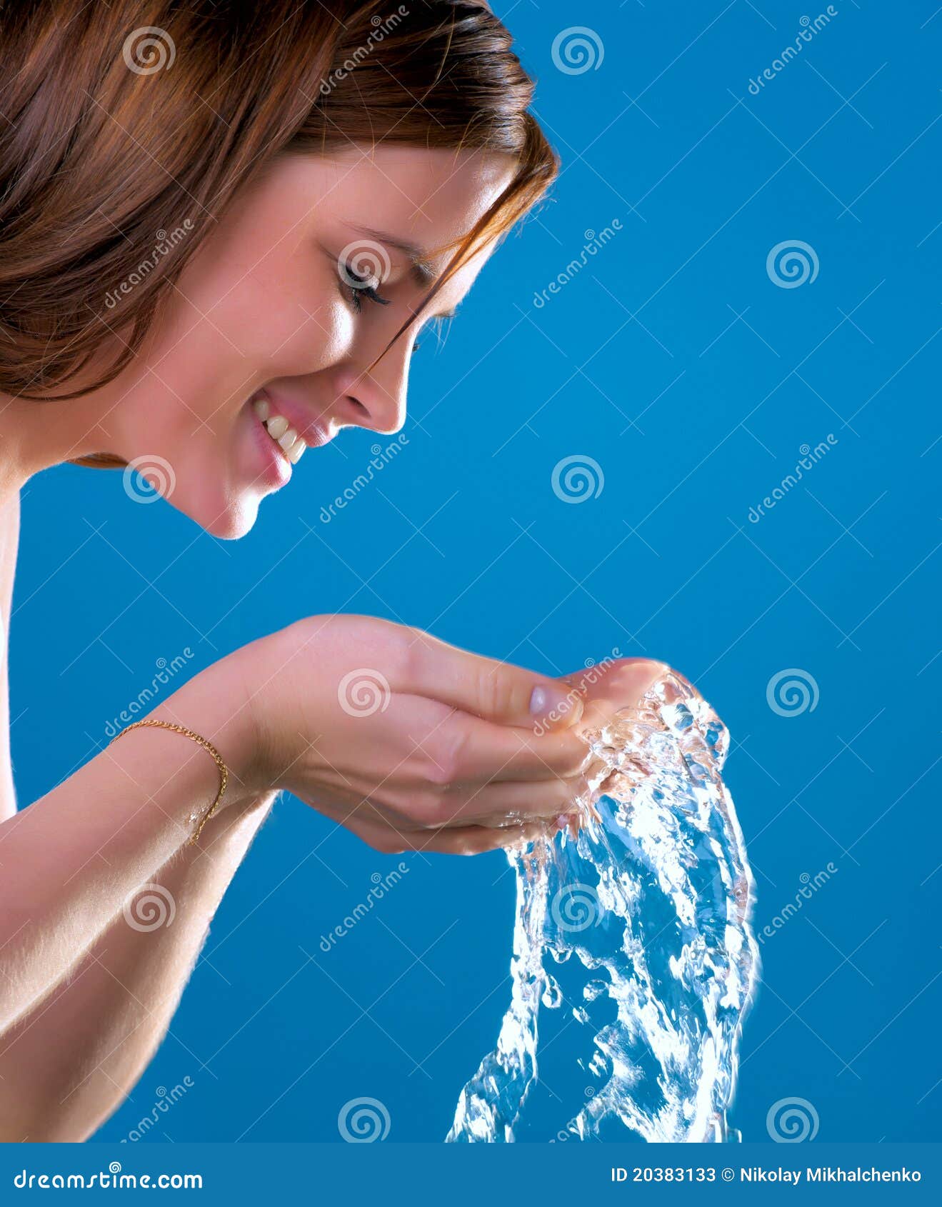 Beautiful Woman Washing Her Face Stock Image - Image of female, blue ...