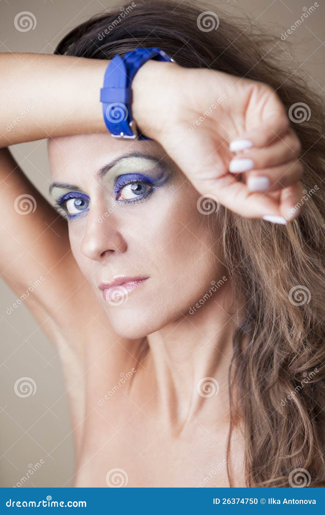Beautiful woman with watch stock photo. Image of cheek - 26374750