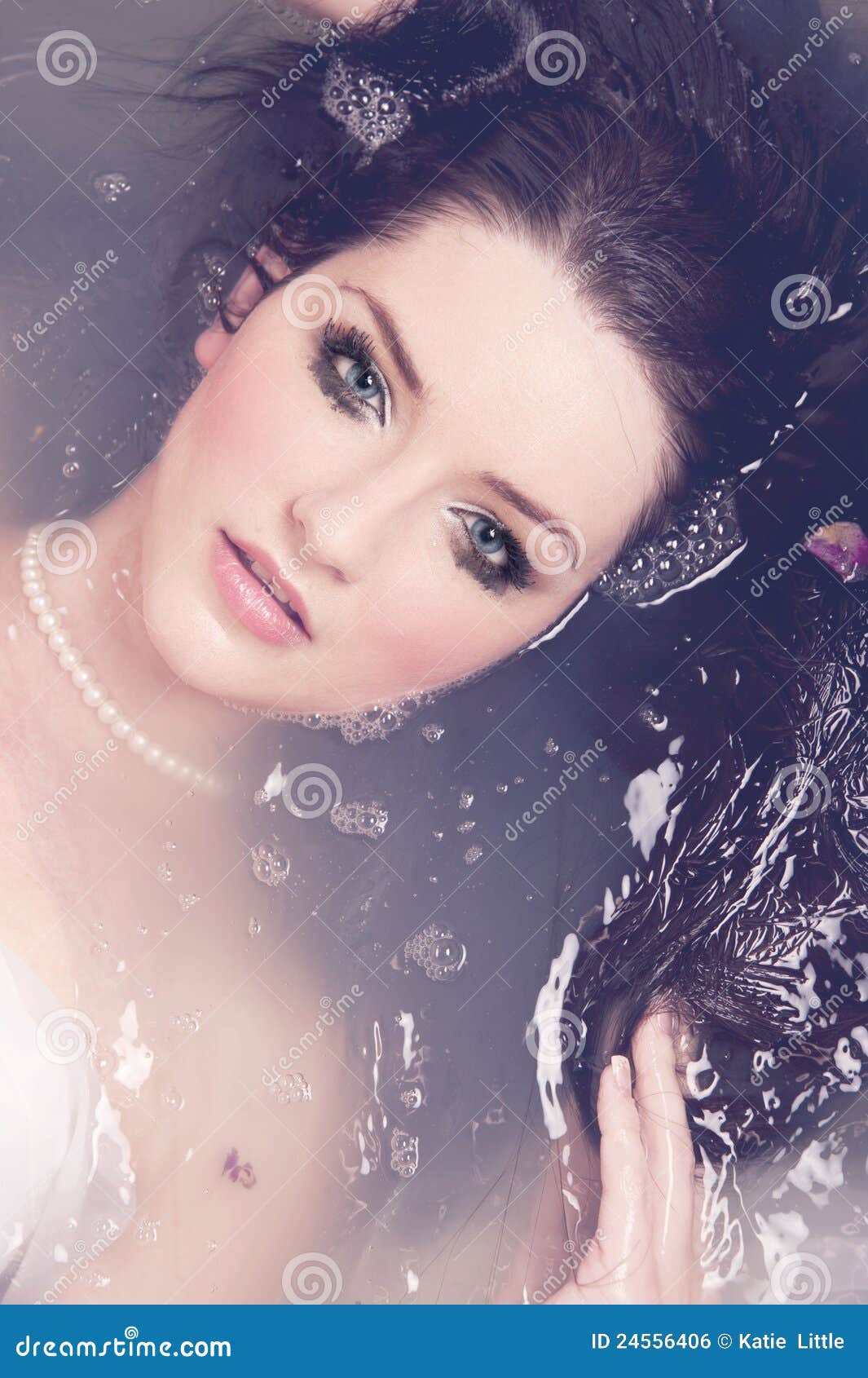 Beautiful woman in water stock photo. Image of pearls - 24556406