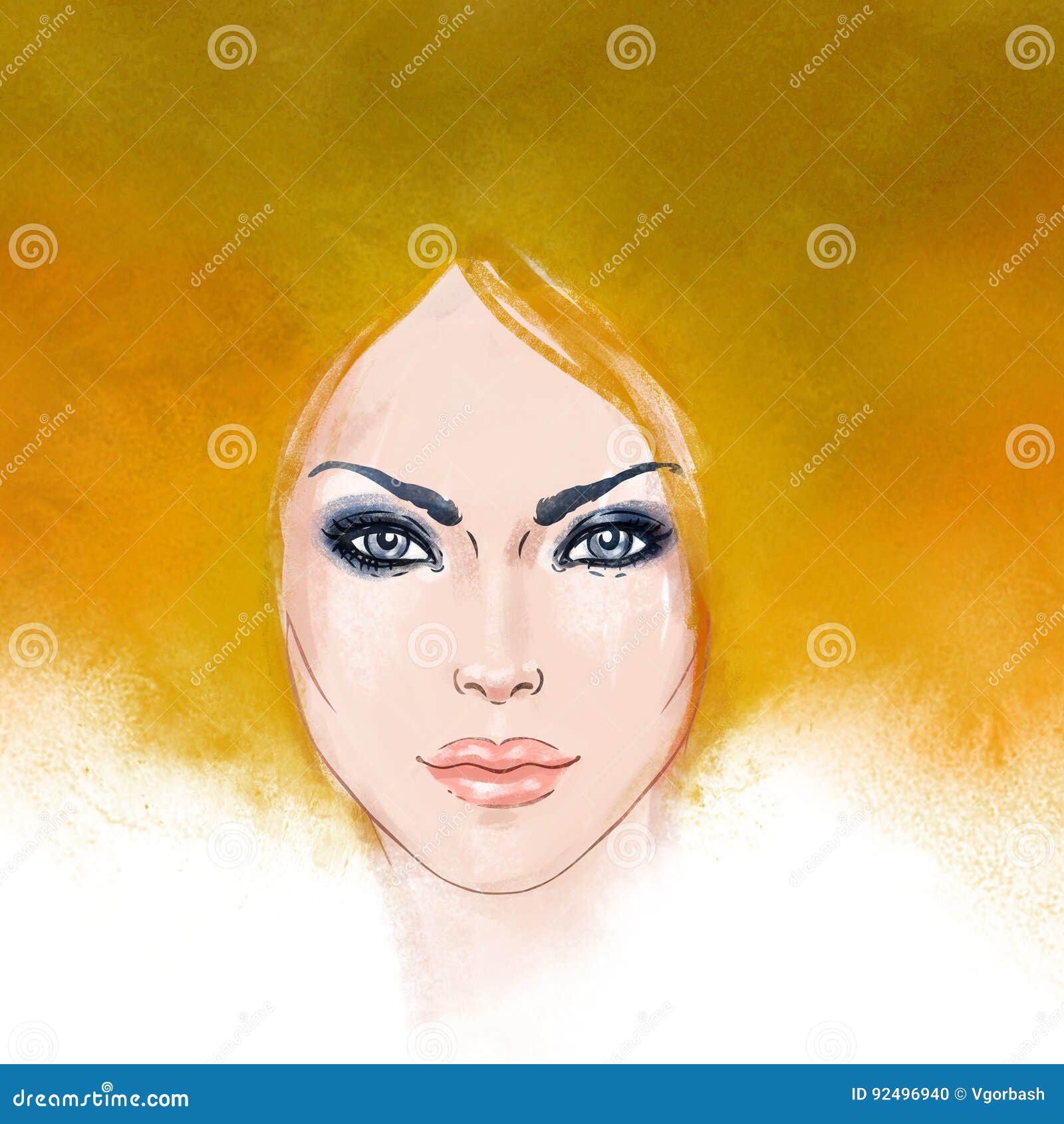 Beautiful Woman Watercolor Fashion Illustration Style Beauty