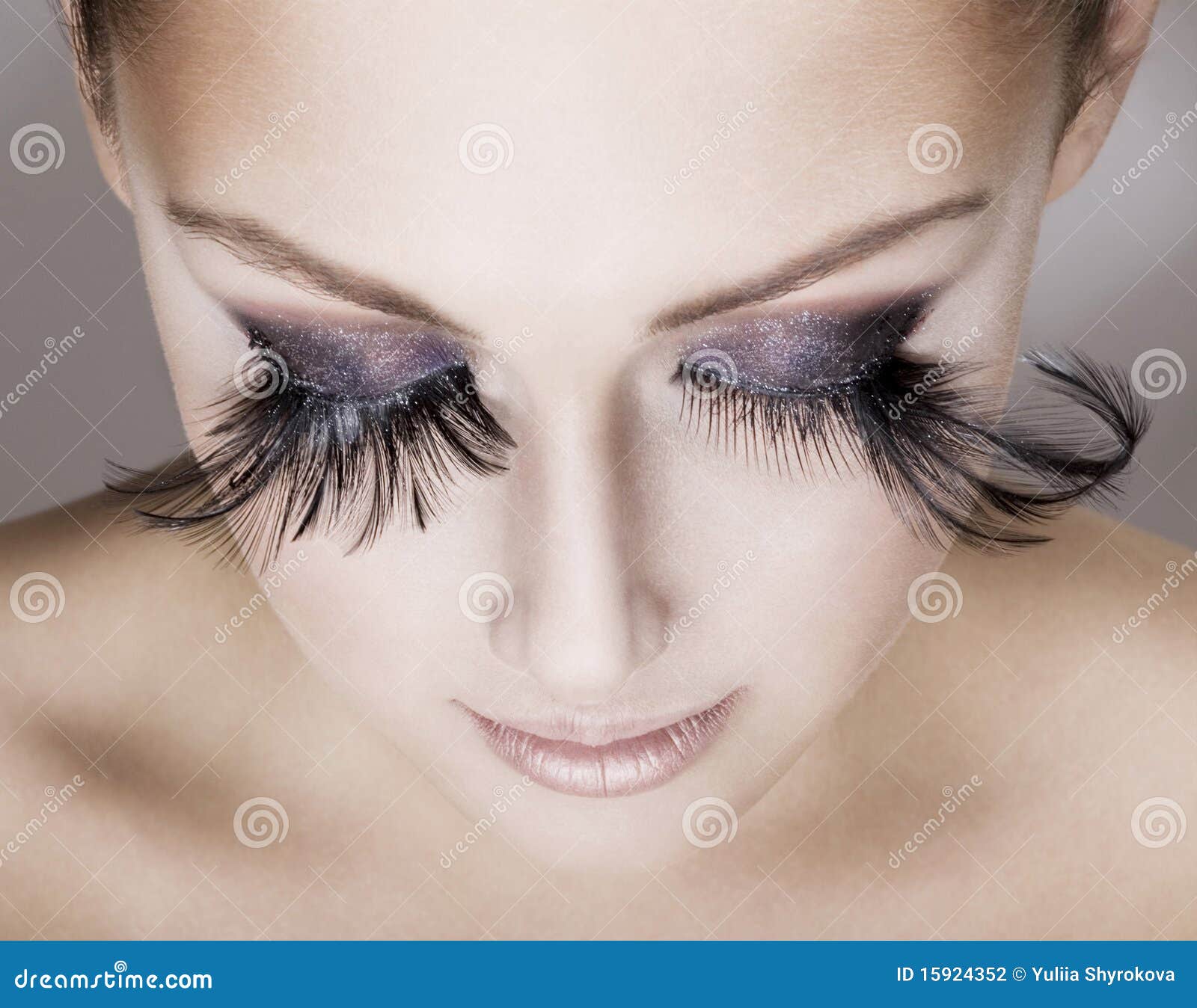 Beautiful Woman Wearing False Eyelashes Stock Photo - Image of ...