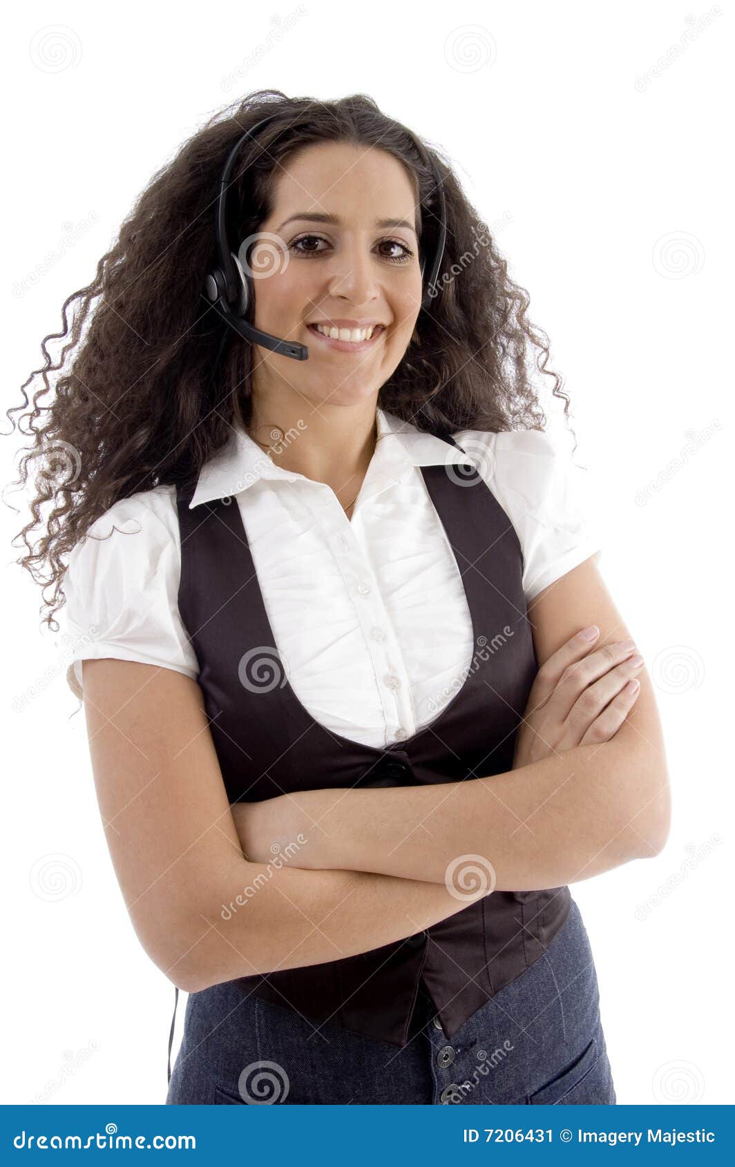 Beautiful Woman Wearing Headset Stock Image - Image of adult, white ...