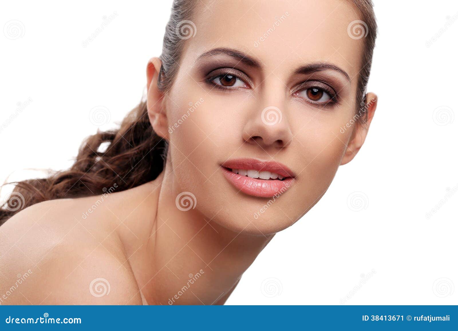 Beautiful Woman on a White Background Stock Image - Image of female ...