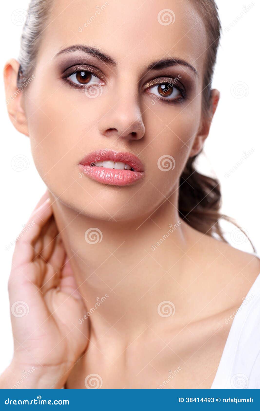 Beautiful Woman on a White Background Stock Image - Image of clean ...