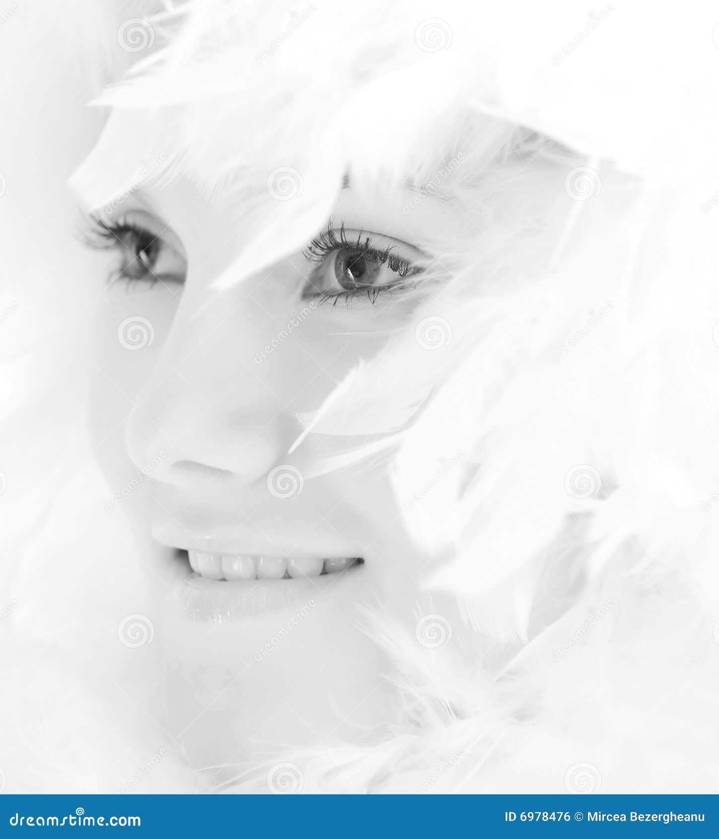 Beautiful Woman with White Feathers Stock Photo - Image of luxury ...