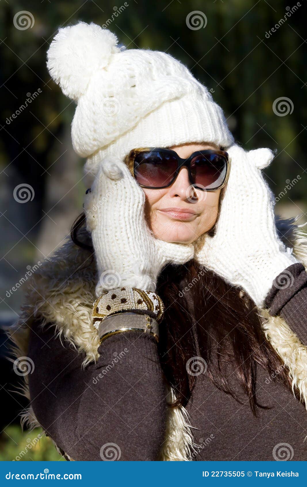 Beautiful Woman in the White Knitte Stock Image - Image of knitted ...