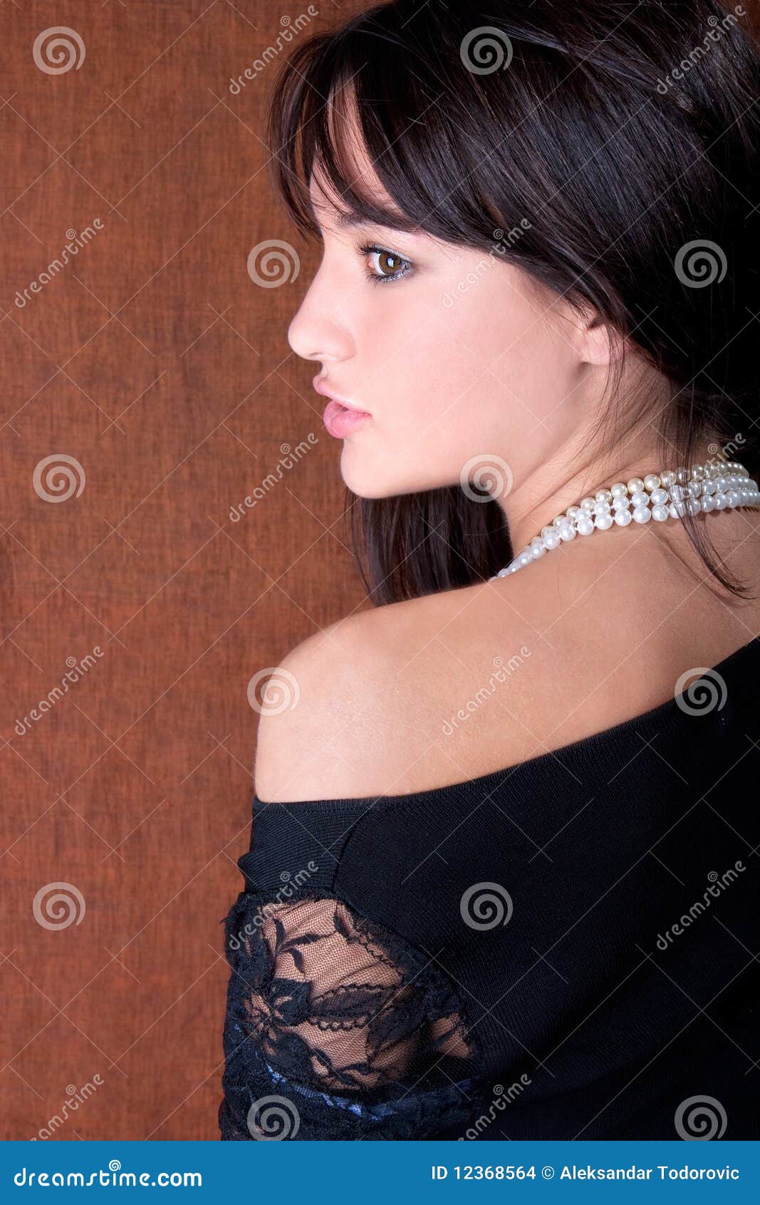 Beautiful Woman with White Pearl Looking Back Stock Photo - Image of ...