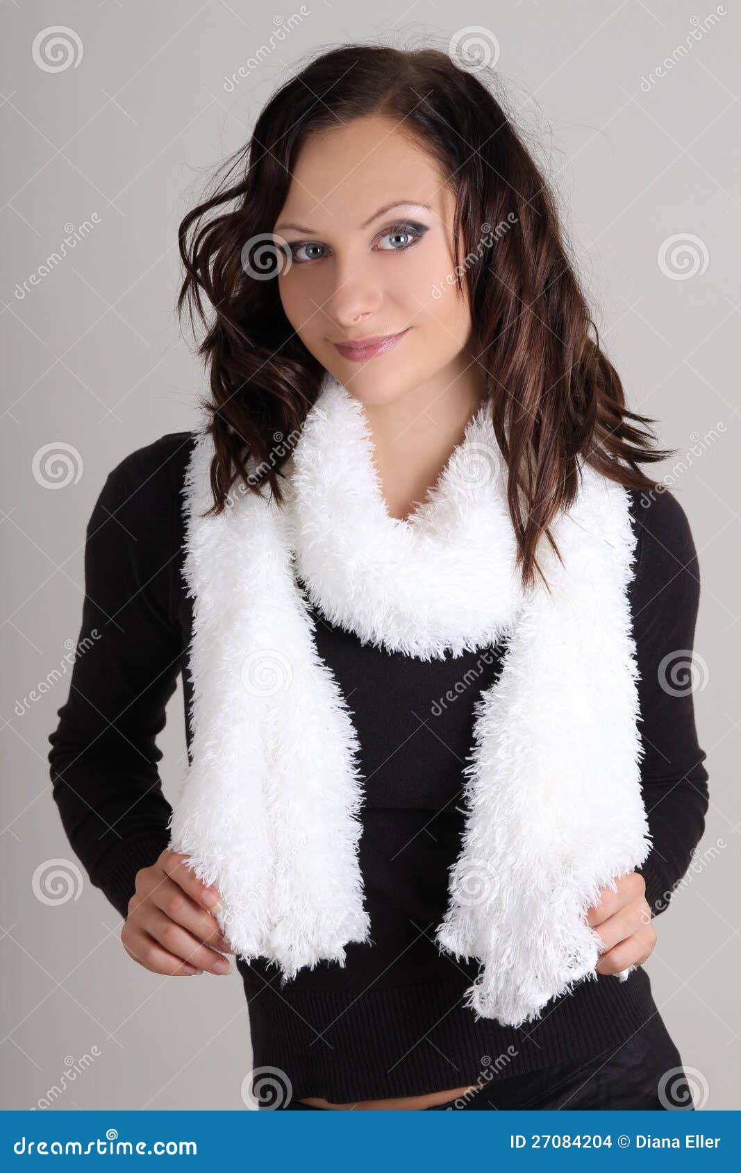 Beautiful Woman in White Scarf Stock Photo - Image of female, girl ...