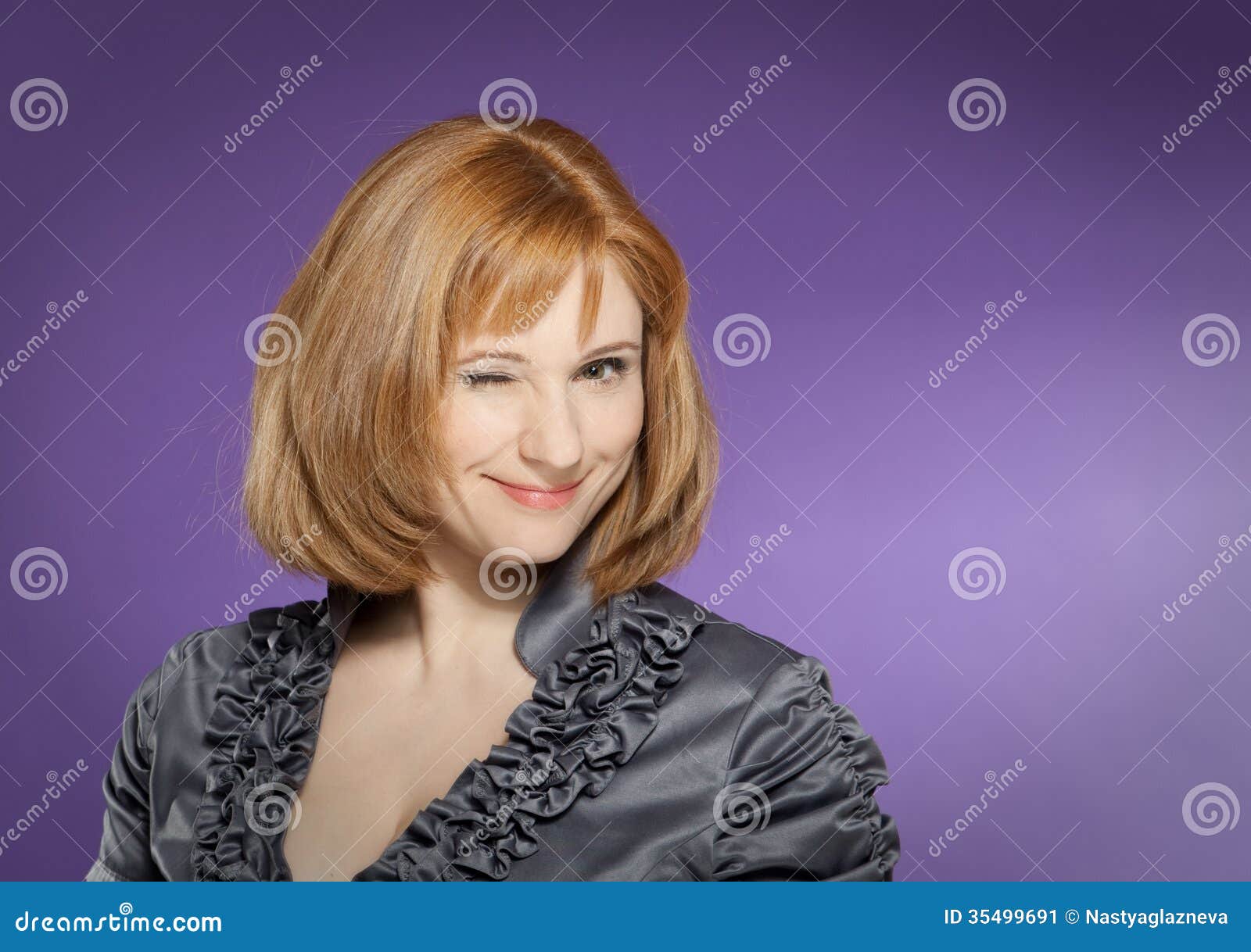 Beautiful woman is winking stock image. Image of hair - 35499691