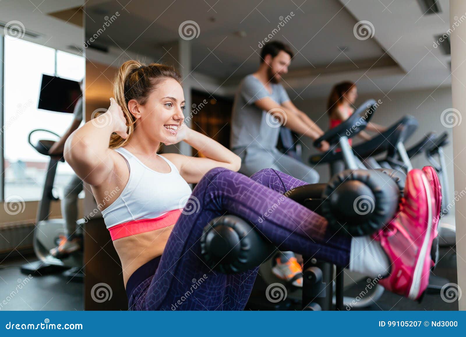 Beautiful Woman Working on Abs Stock Image - Image of active, copy ...