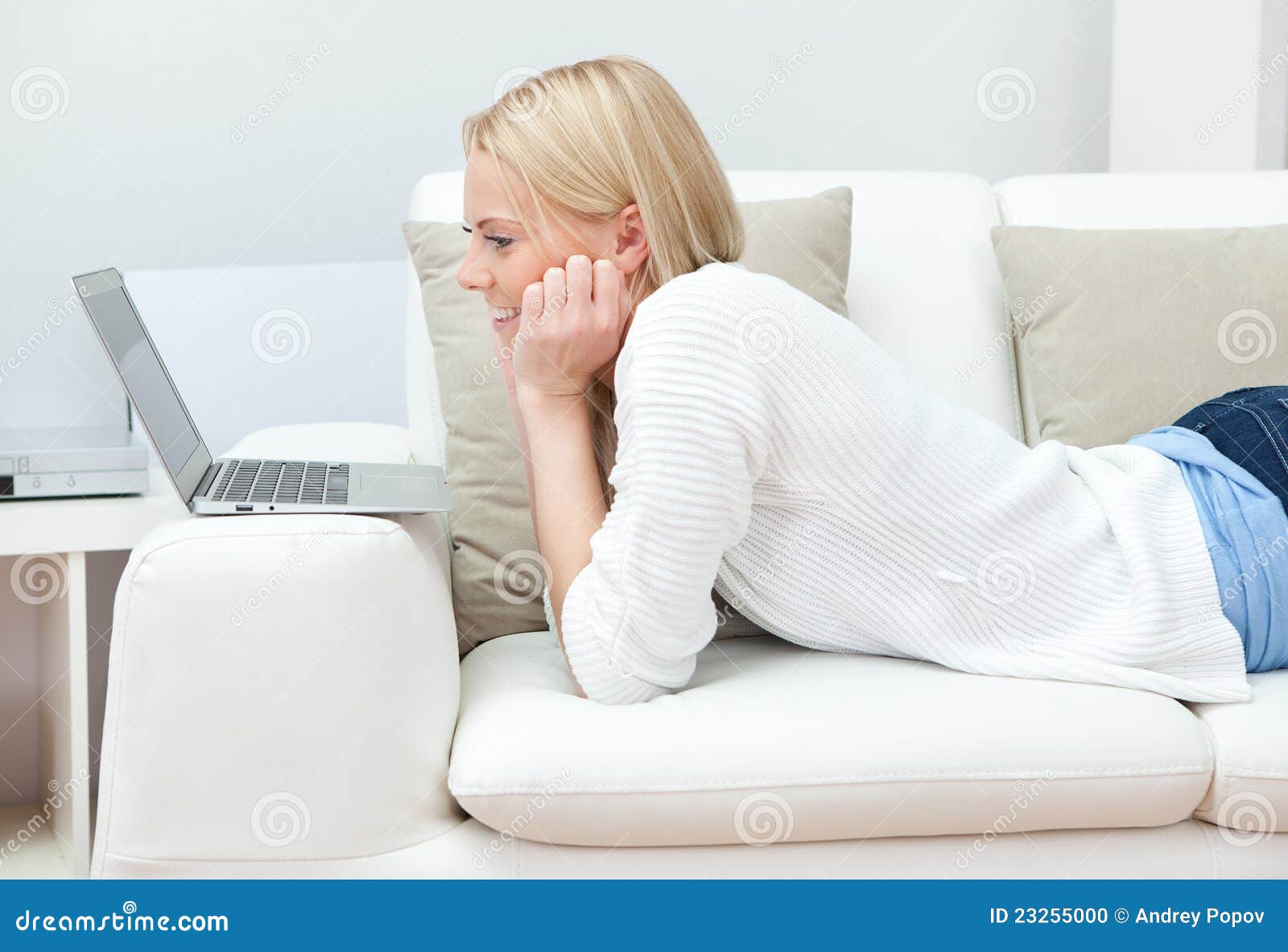 Beautiful Woman Working on Computer Stock Photo - Image of sitting ...