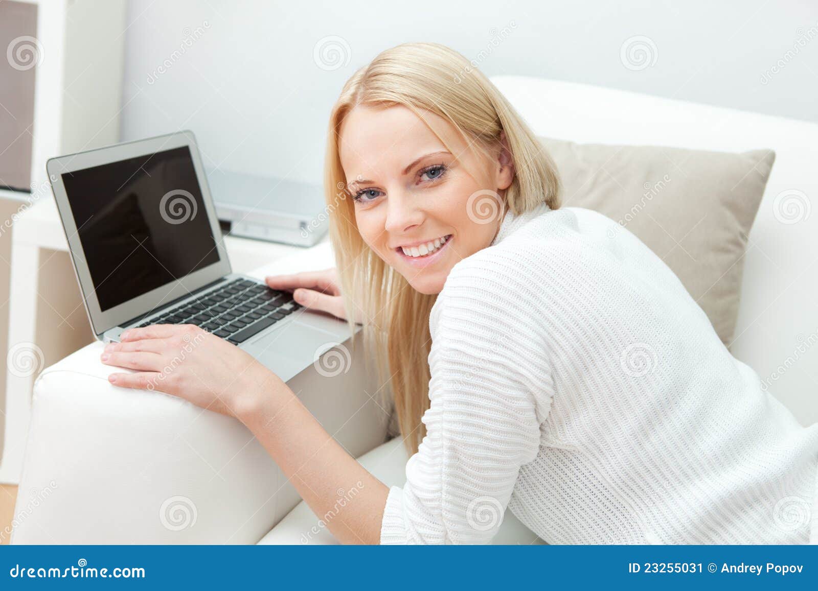 Beautiful Woman Working on Computer Stock Image - Image of person ...