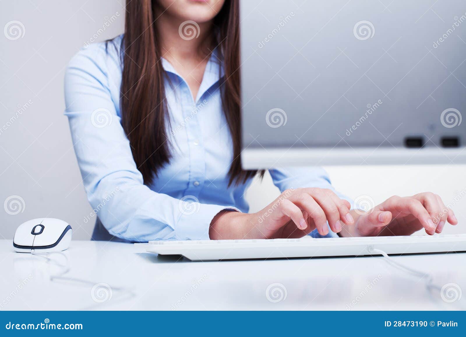 Beautiful Woman Working on a Computer Stock Photo - Image of monitor ...