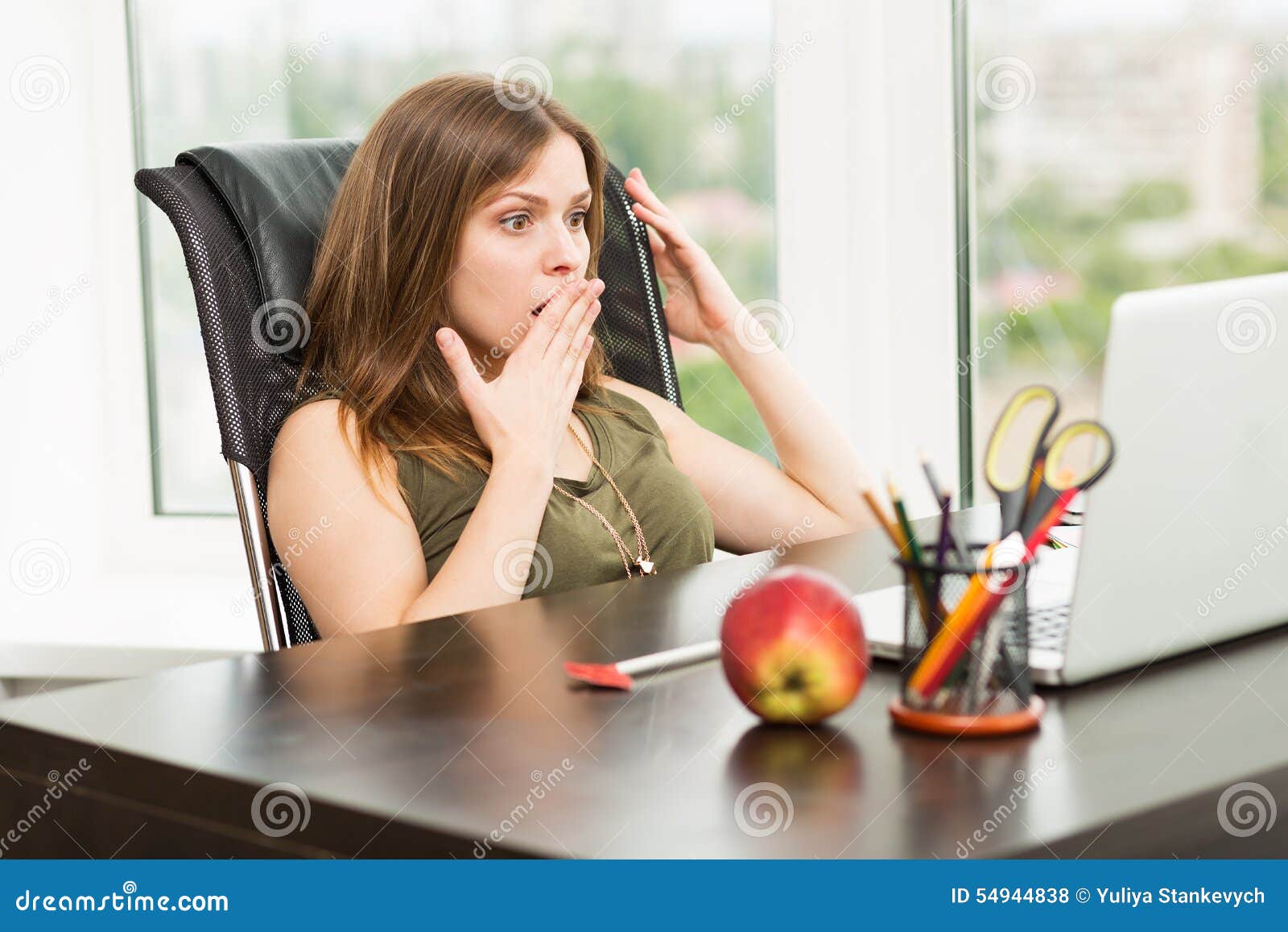 Beautiful Woman Working at the Computer Stock Photo - Image of computer ...