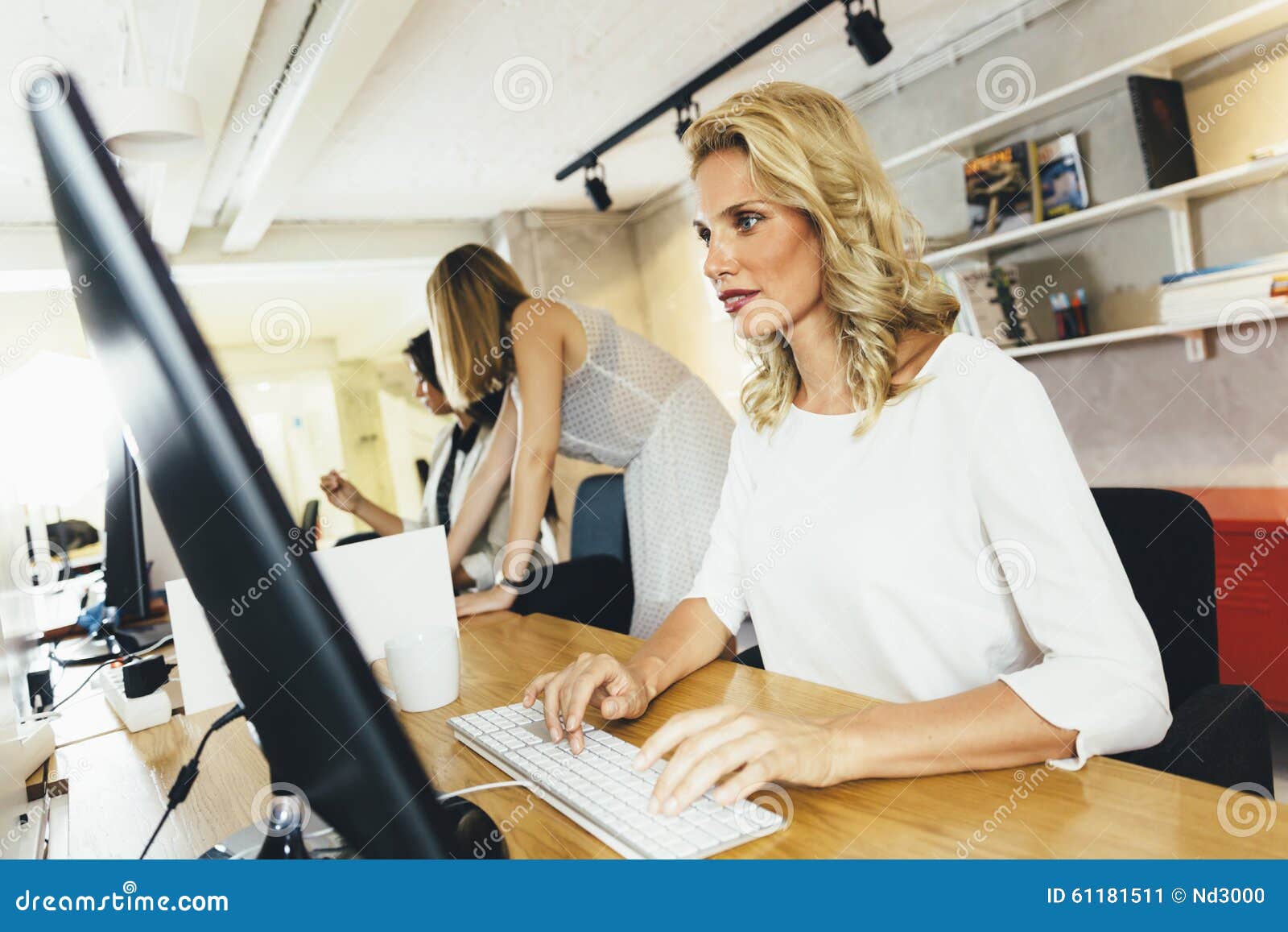 Beautiful Woman Working in a Modern Office Stock Image - Image of ...