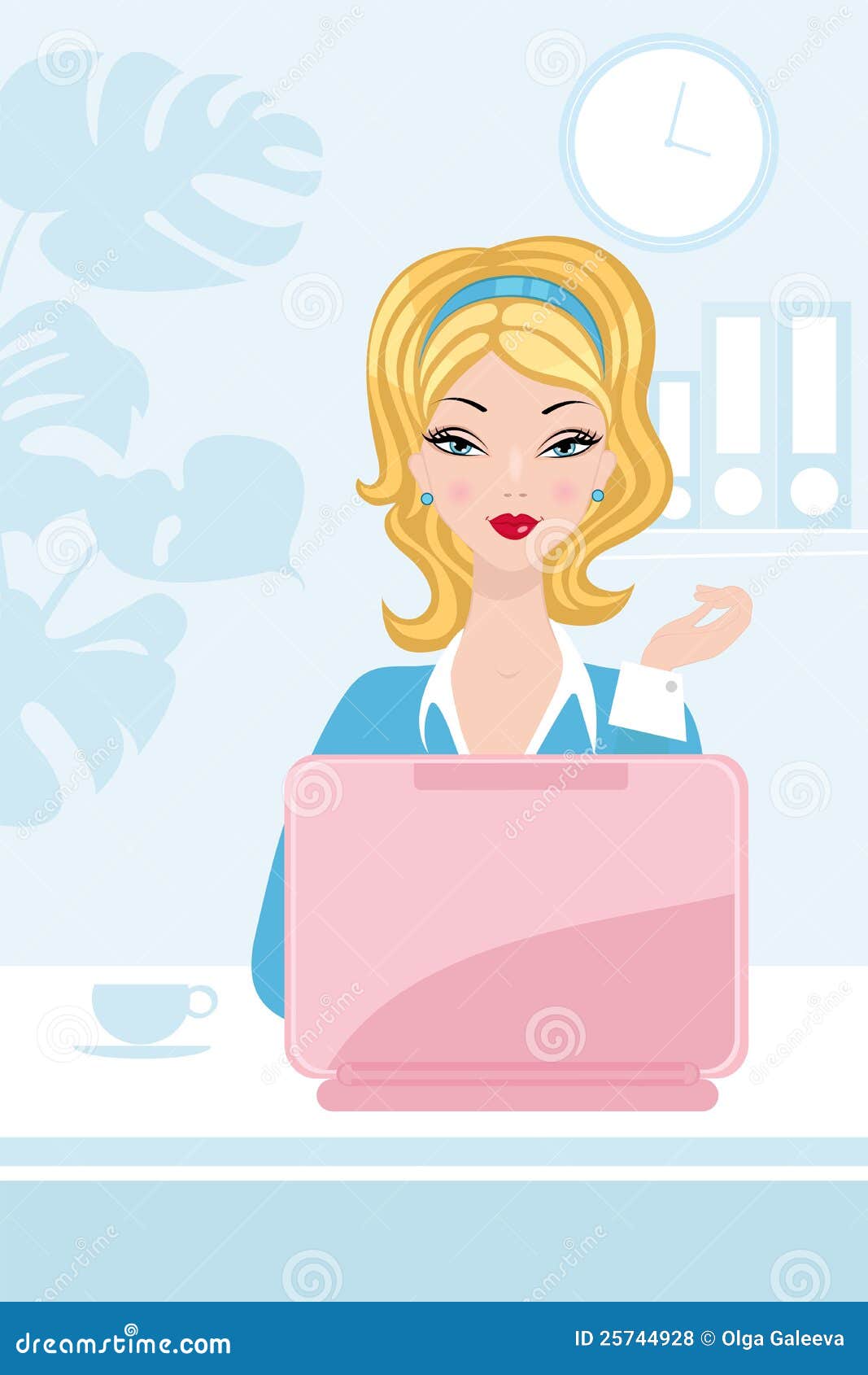 Beautiful Woman Working in the Office Stock Vector - Illustration of ...