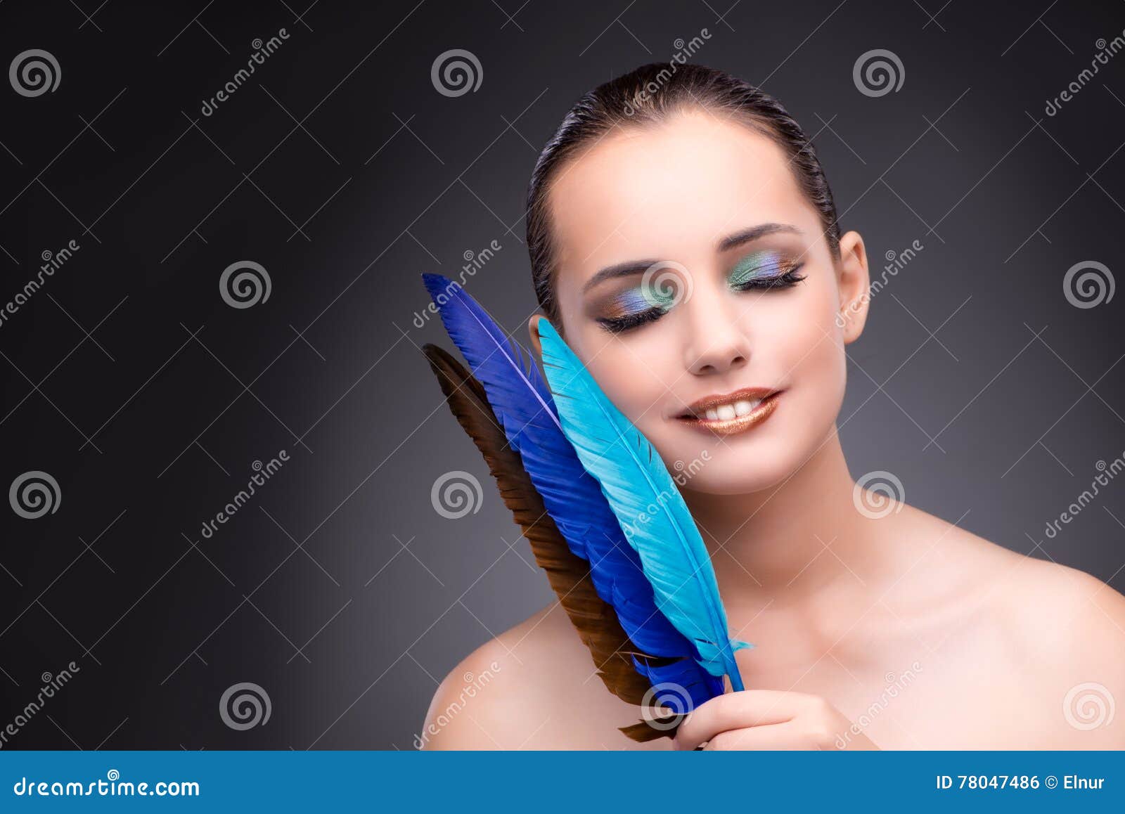 The Beautiful Woman with Writing Feather Quill Stock Photo - Image of ...