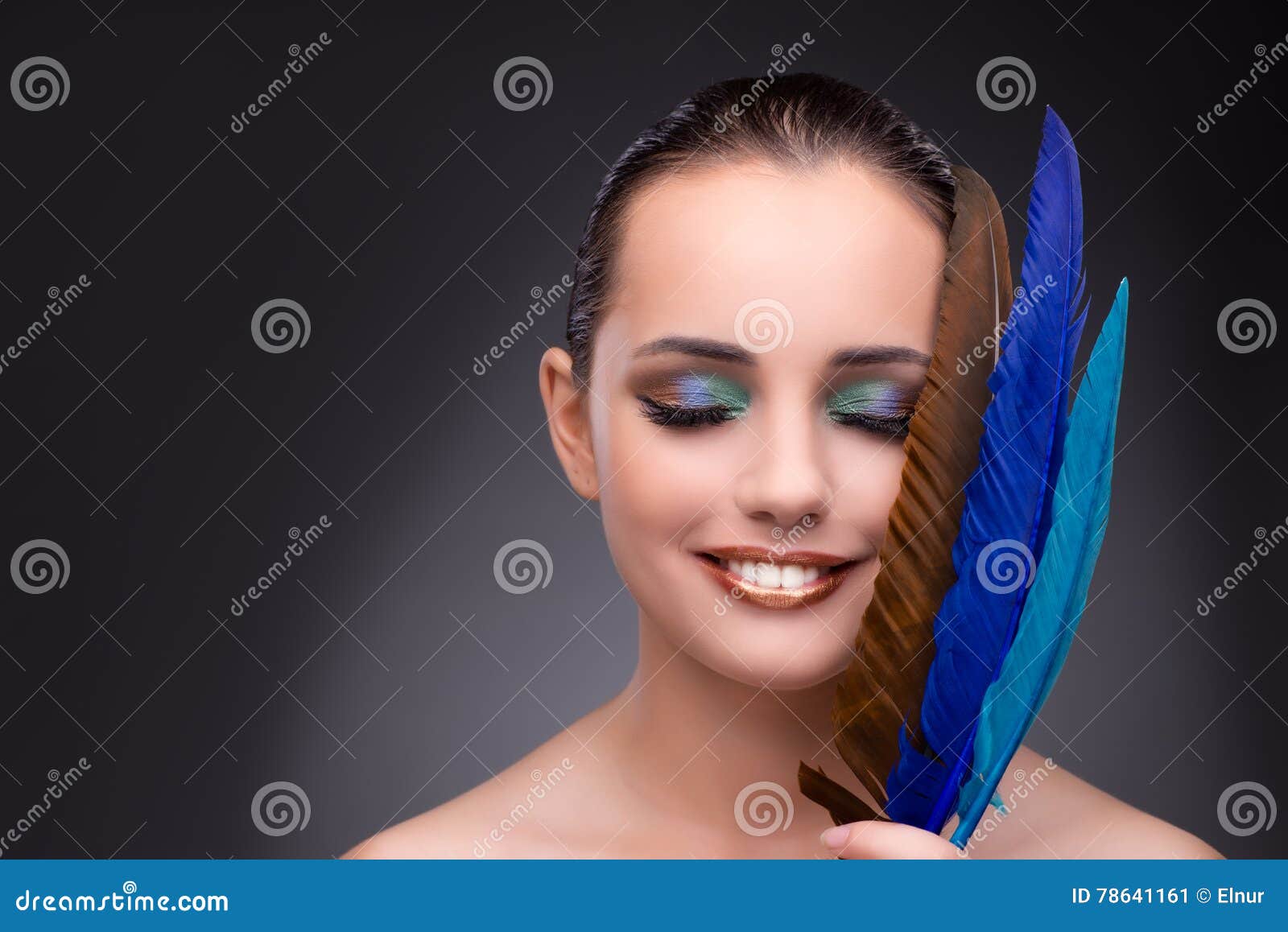The Beautiful Woman with Writing Feather Quill Stock Image - Image of ...