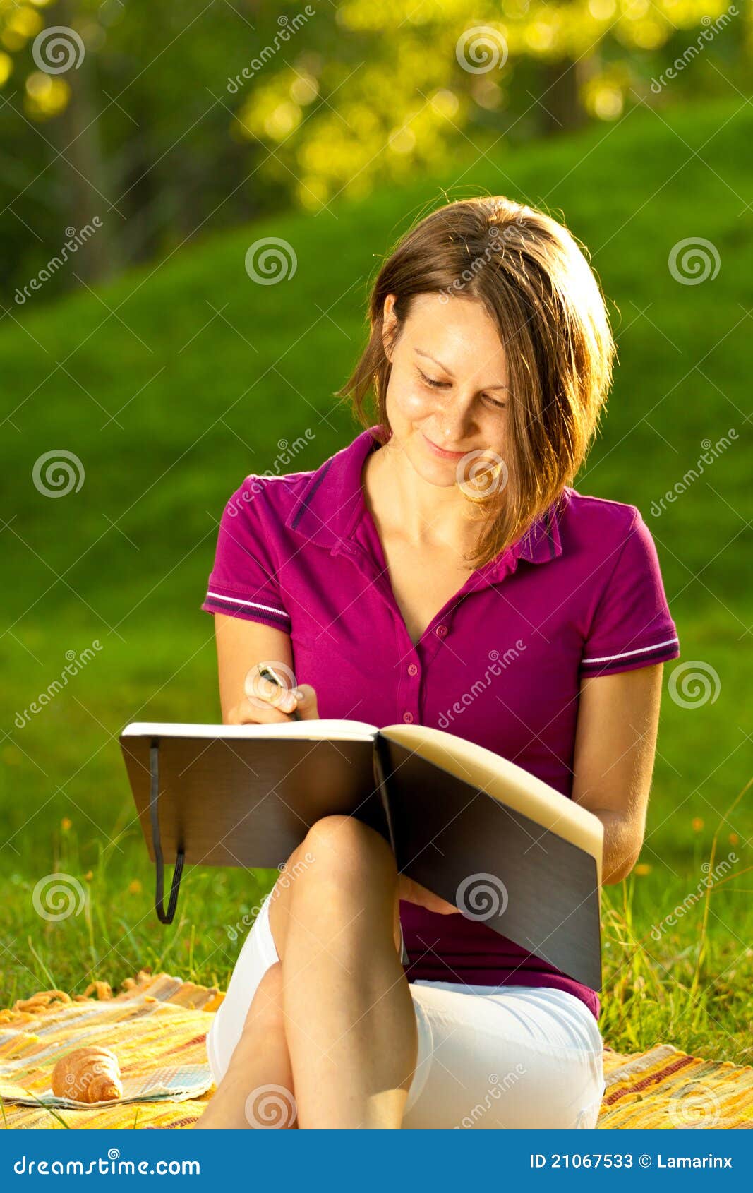 Beautiful Woman Writing in Her Diary Stock Image - Image of activity ...