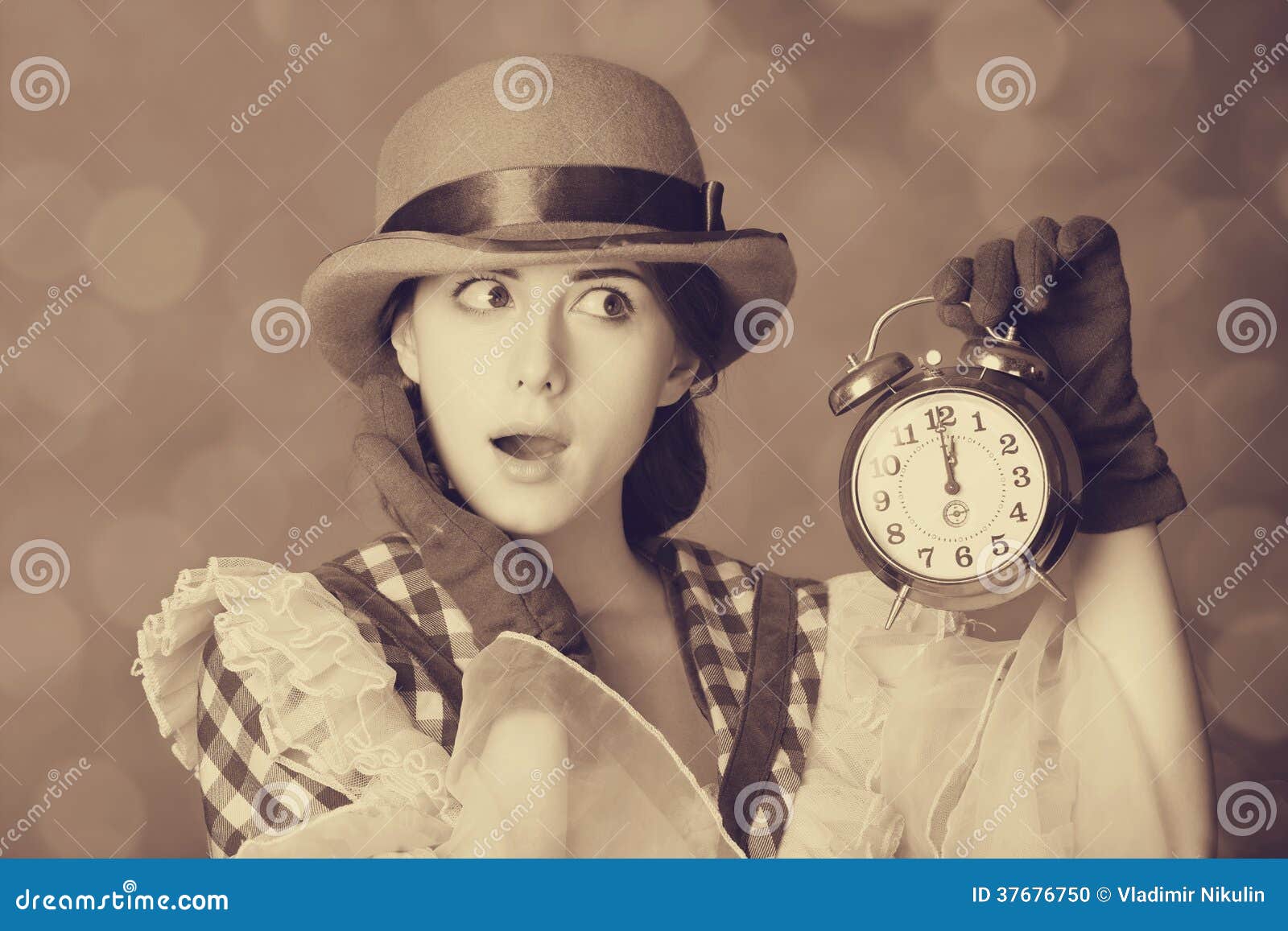 Beautiful Women with Clock. Stock Photo - Image of face, edwardian ...