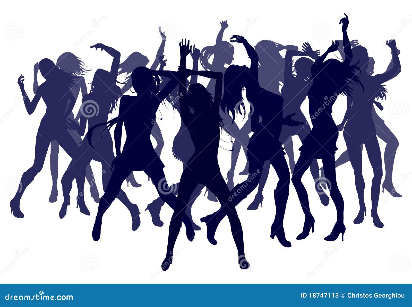Beautiful Women Dancing Silhouettes Stock Vector - Illustration of ...