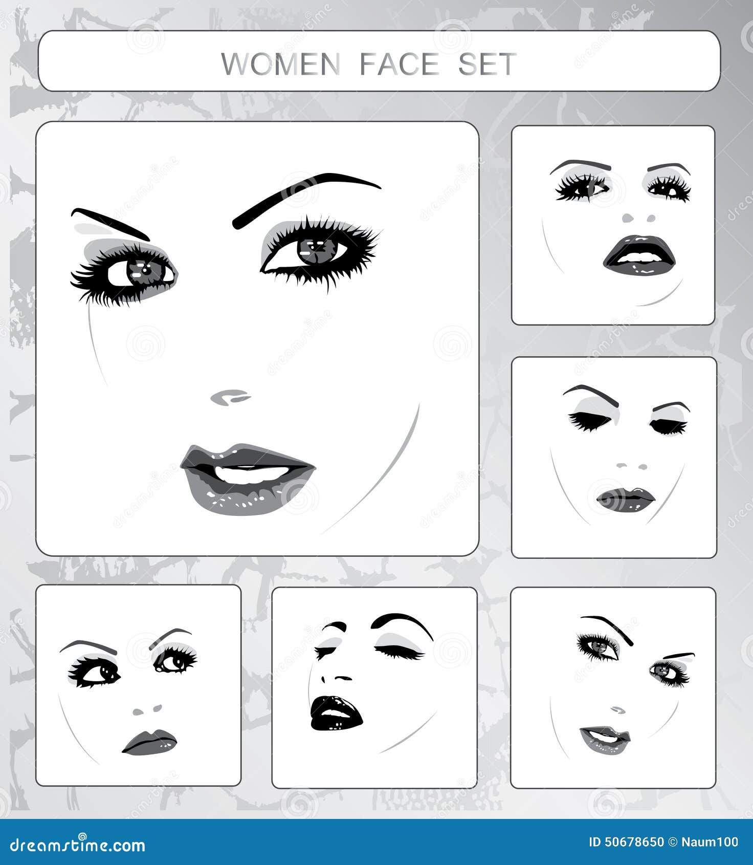 Beautiful Women Faces Collection, Vector Stock Vector - Illustration of ...