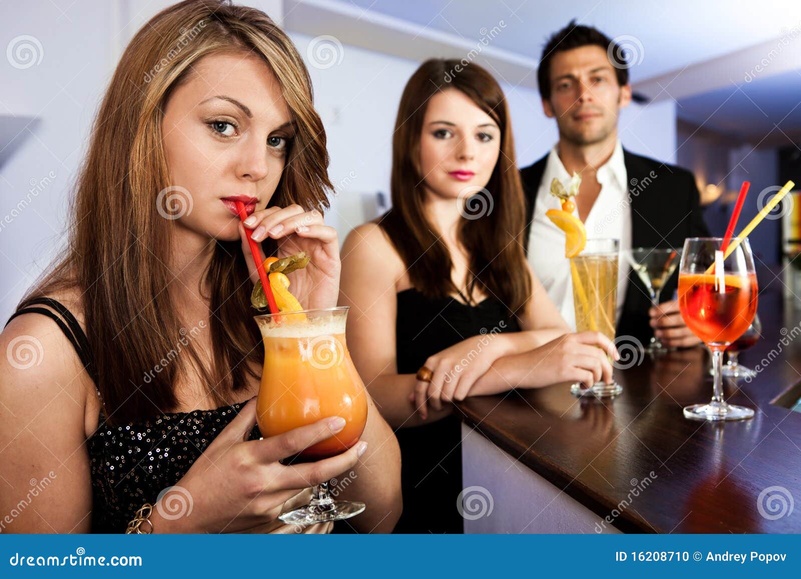 Beautiful Women with Friends at the Bar Stock Photo - Image of ideas ...