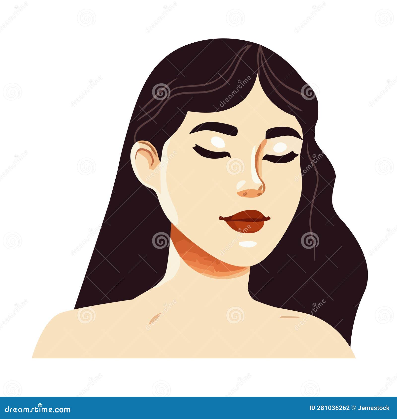 Beautiful Women Smiling In Cute Cartoon Illustration Stock Vector