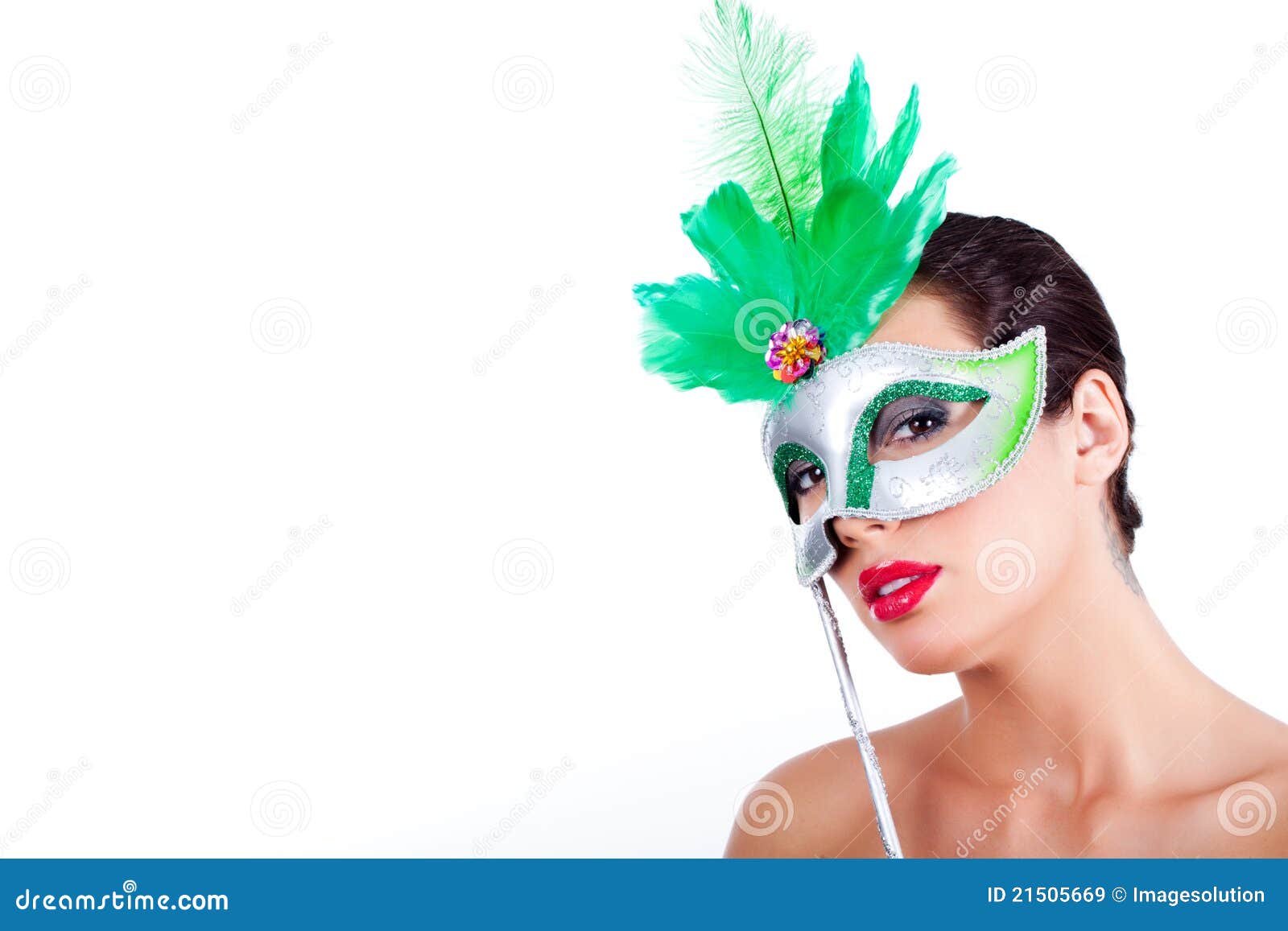 Beautiful Women Wearing a Mask Stock Image - Image of feathers ...