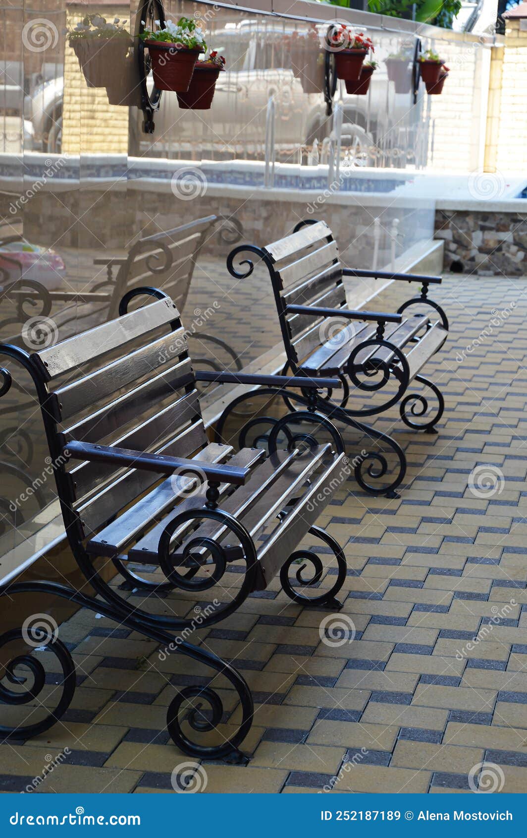 Wooden Bench in the Park. Background for the Design. Stock Image ...